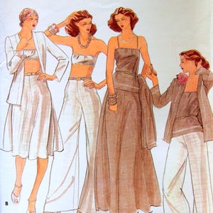 Misses' Jacket, Camisole, Bandeau Bra, Skirt & Pants Size 12 Butterick ...