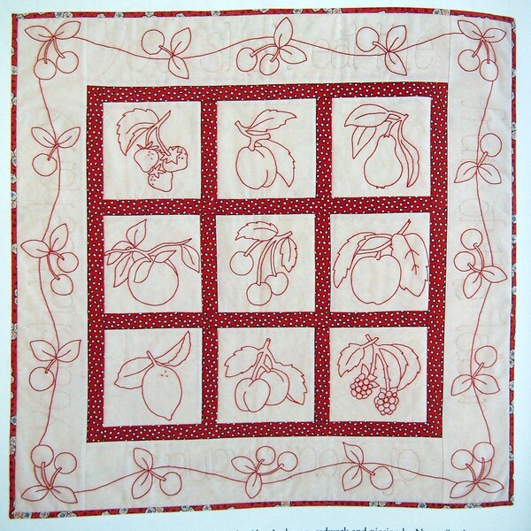 Redwork Quilt - Etsy