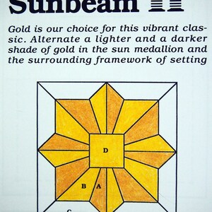 Sunbeam (with Template) by Spinning Spools Vintage Quilt Pattern ...