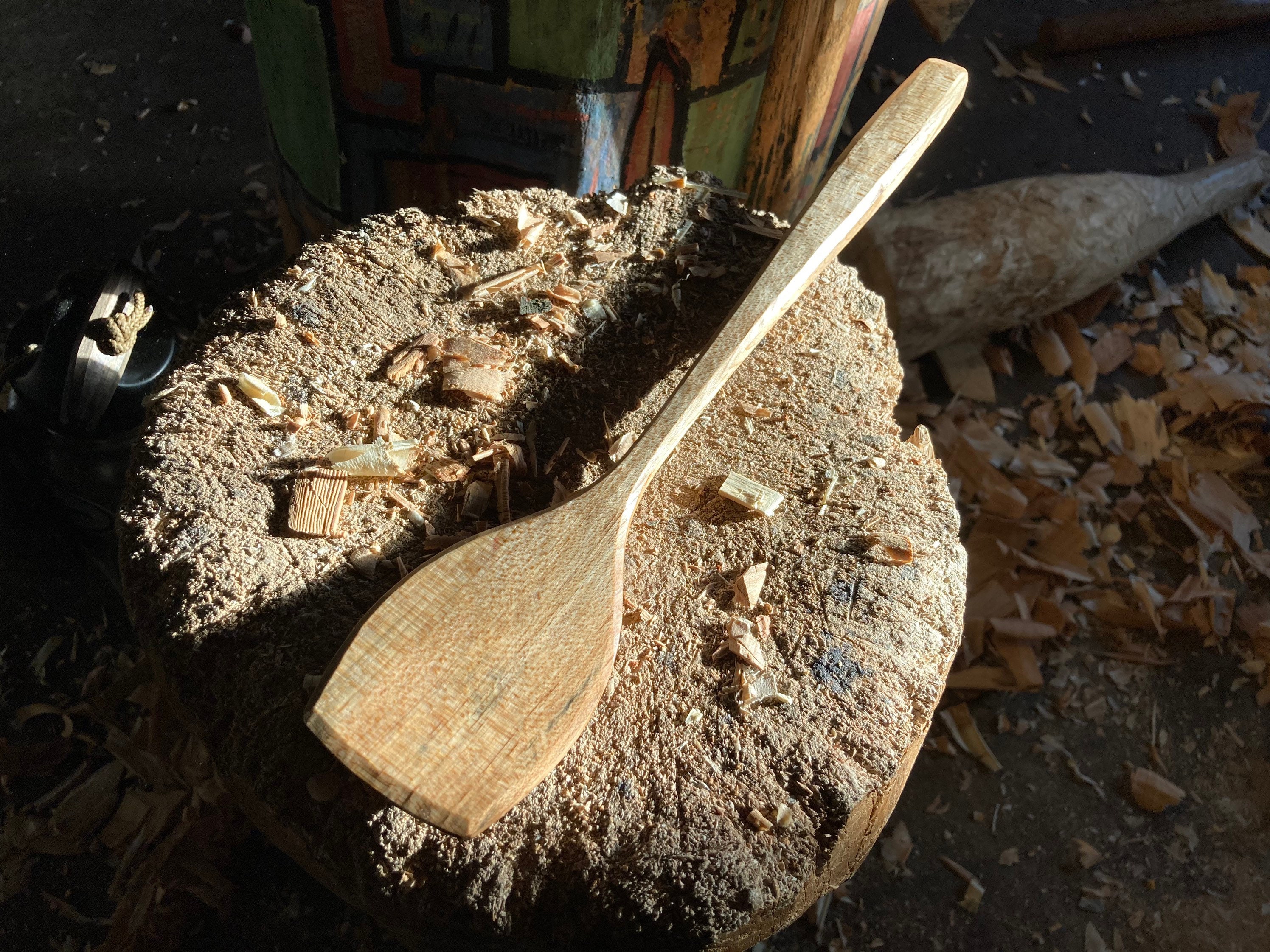 12” wooden spoon, spatula, cooking spade, serving spoon, hand carved