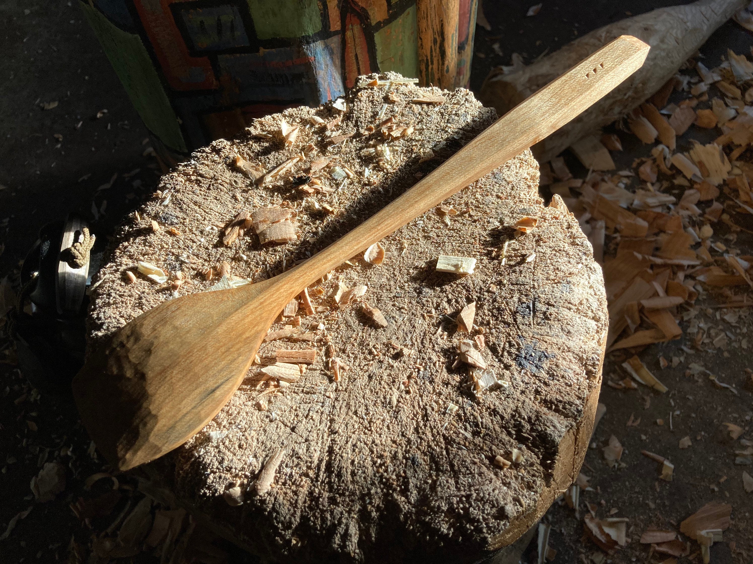 12” wooden spoon, spatula, cooking spade, serving spoon, hand carved