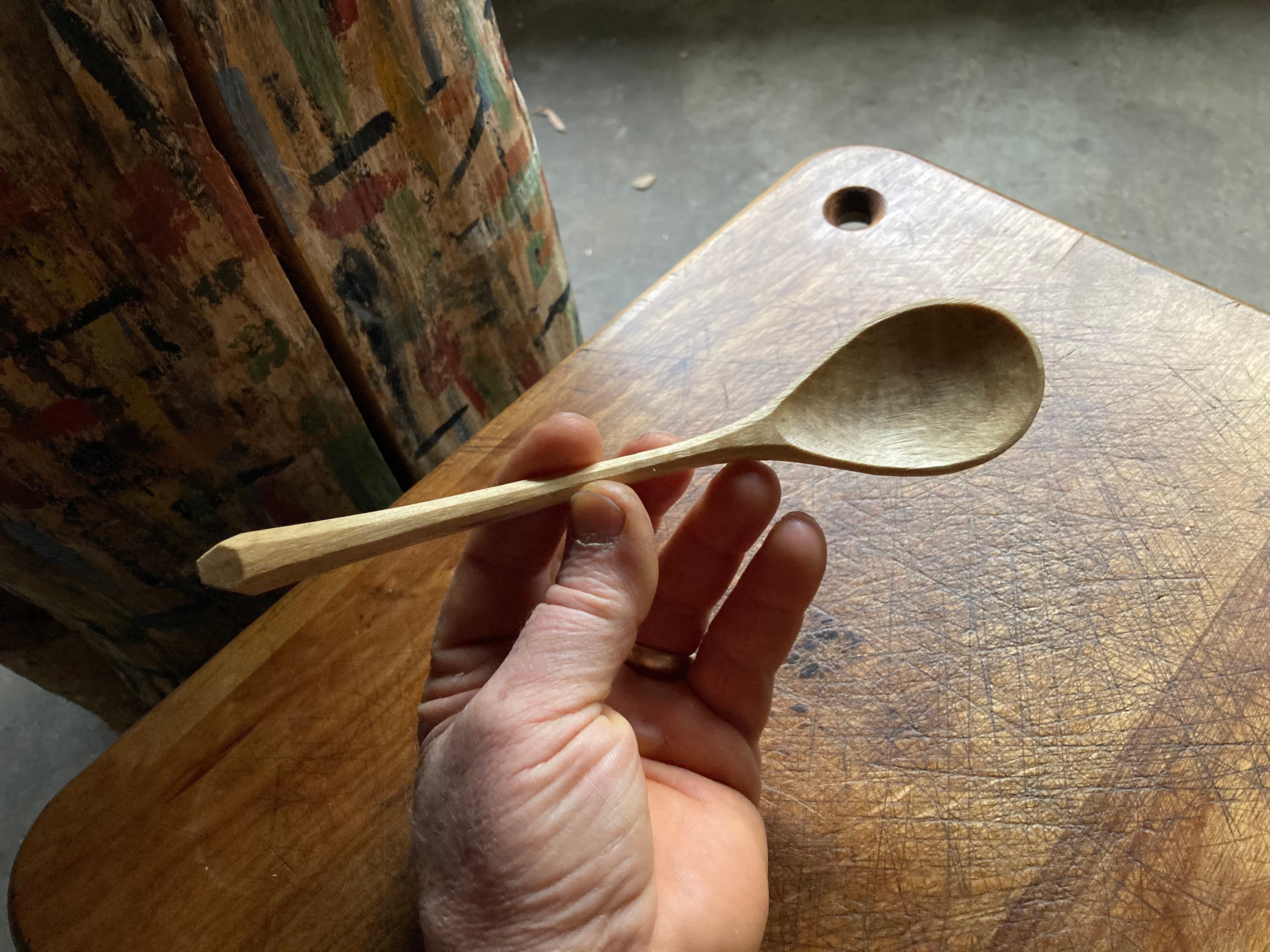 7” dinner spoon, table spoon, wooden spoon, serving spoon, hand carved ...