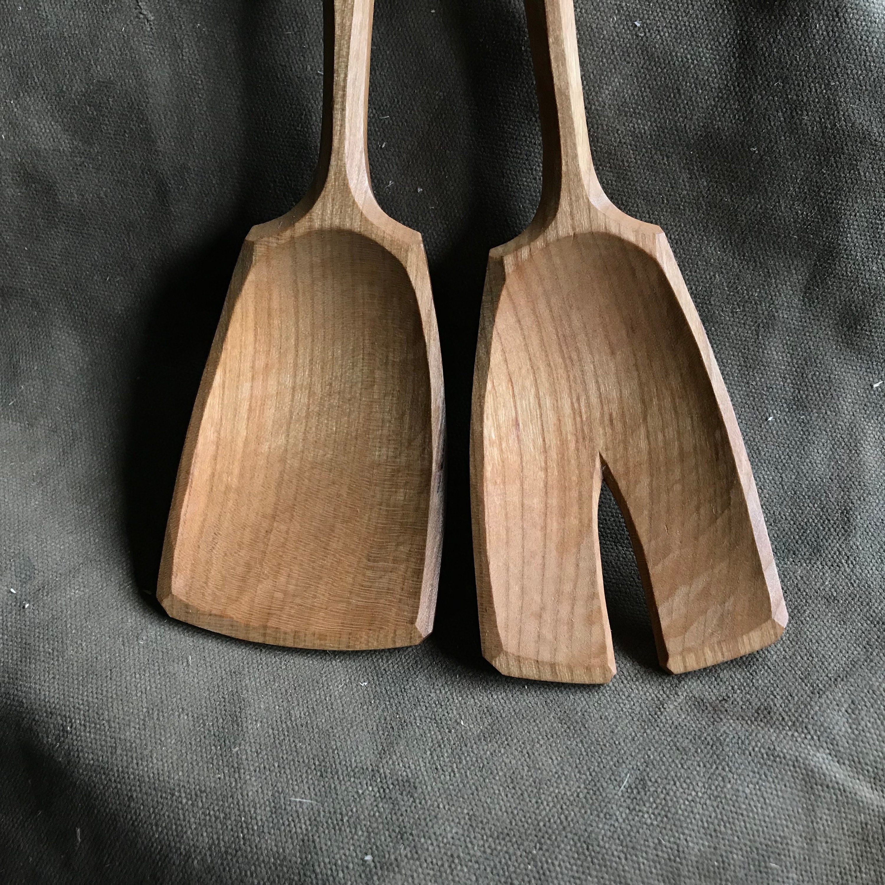 11 salad spoons, serving spoons, hand carved wooden spoons