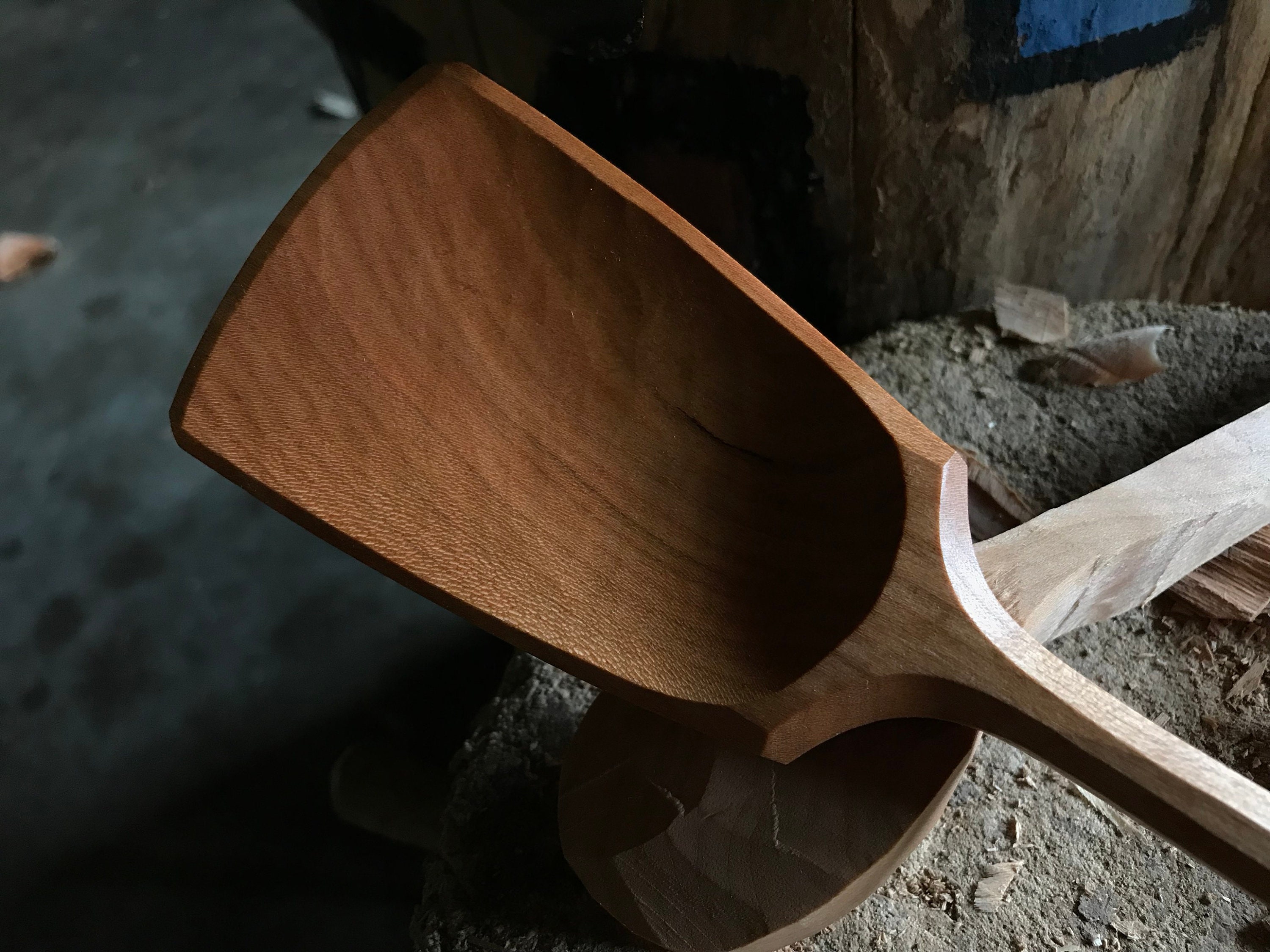 12 wok style spoon, wooden spoon, cooking spoon, serving spoon, made ...