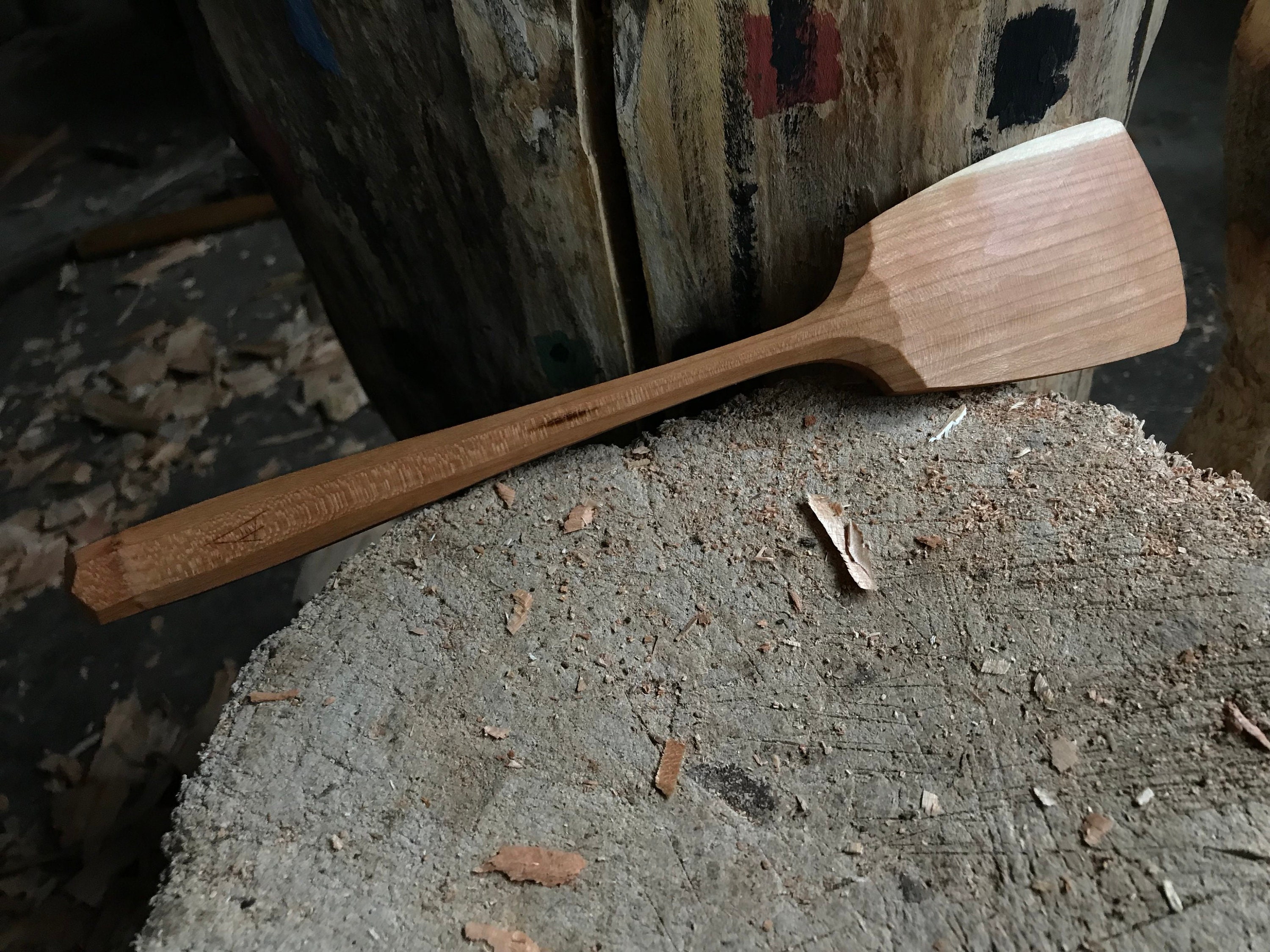 11 wok style spoon, wooden spoon, cooking spoon, serving spoon, made ...