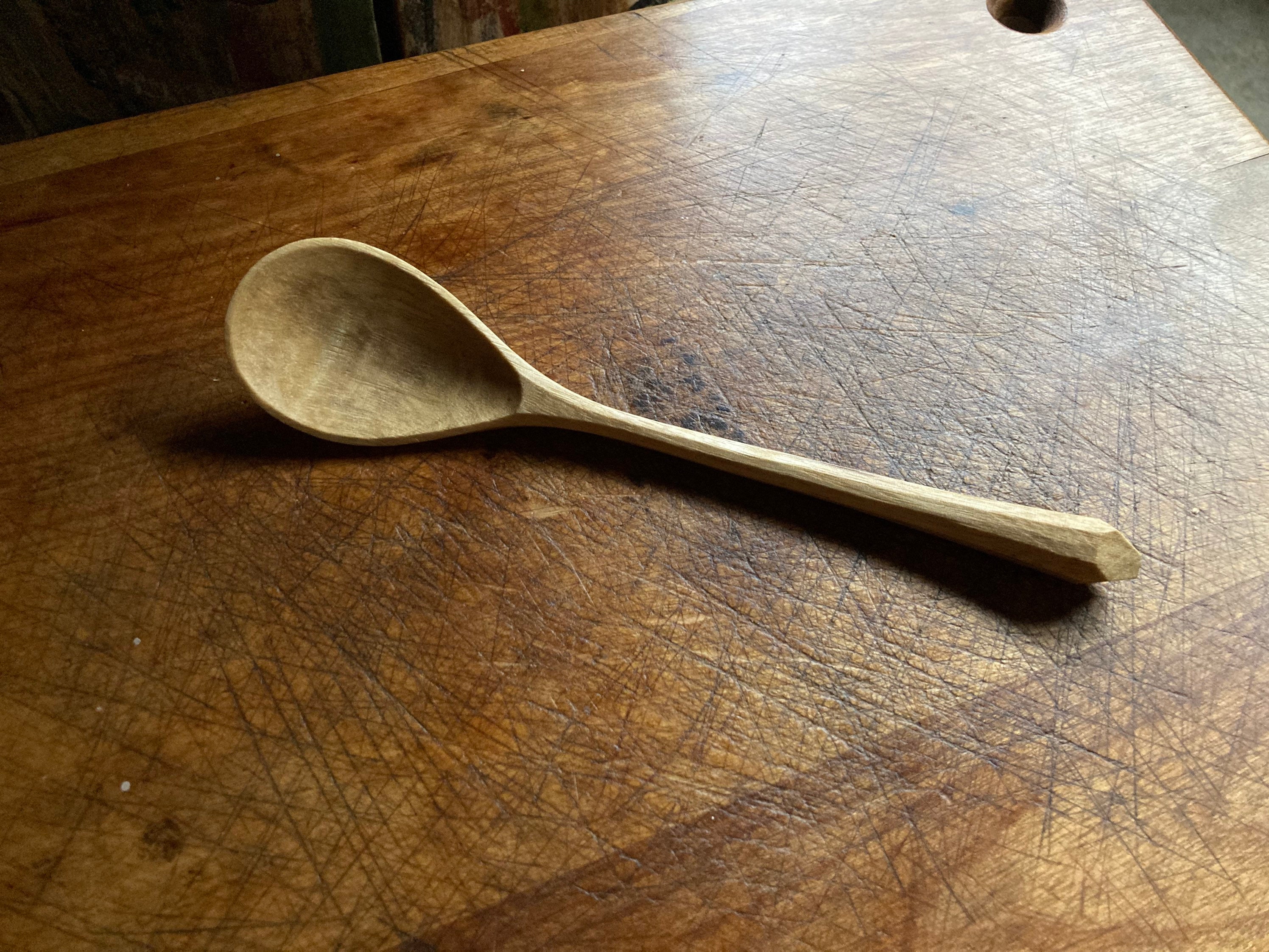 7” dinner spoon, table spoon, wooden spoon, serving spoon, hand carved ...