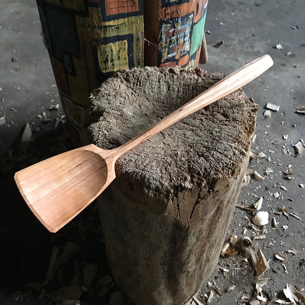 15 wok style spoon, wooden spoon, cooking spoon, serving spoon