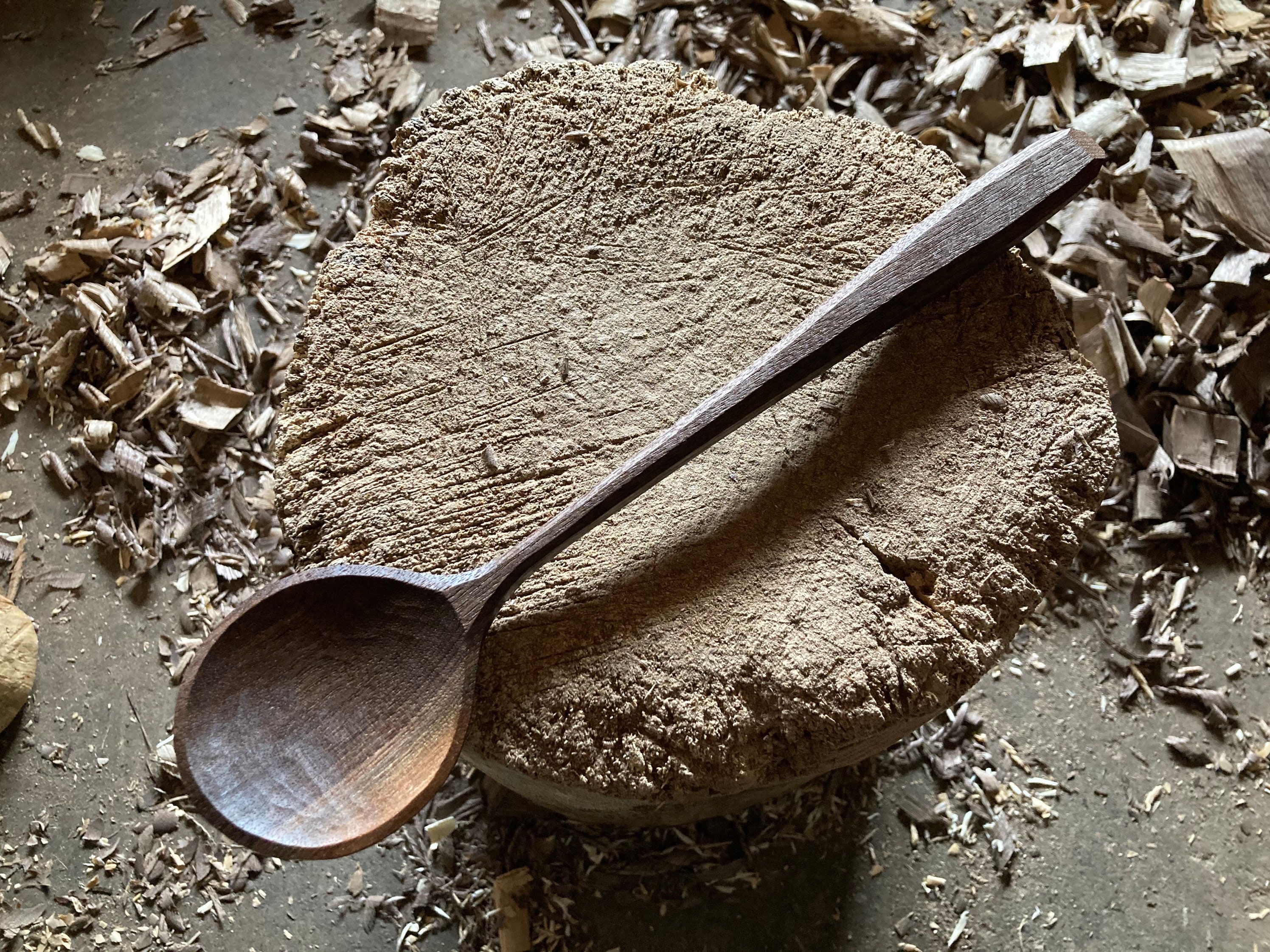 12” cooking spoon, wok ladle, serving spoon, hand carved by the large ...