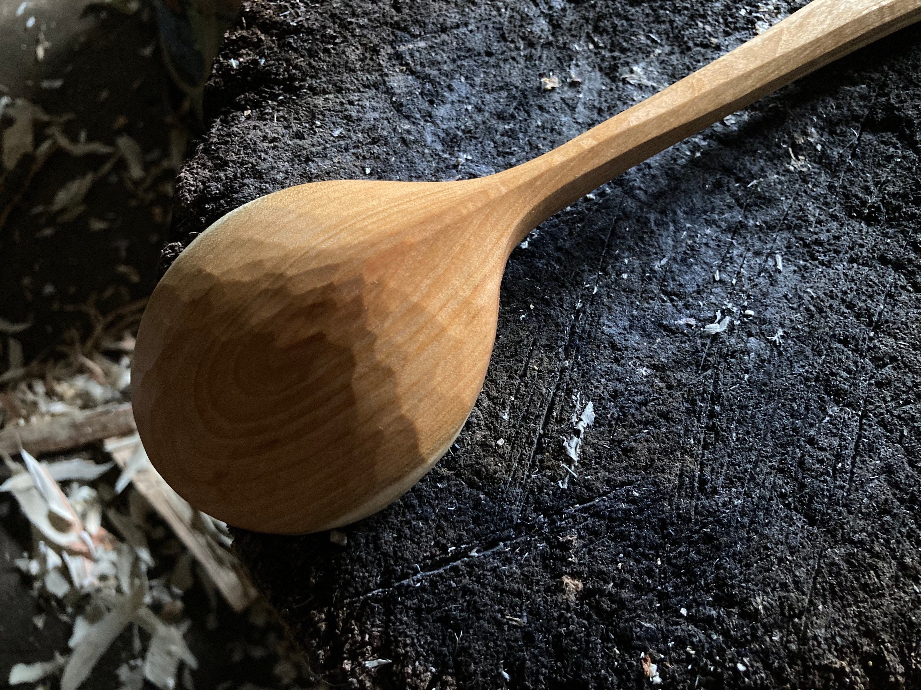 12” cooking spoon, wok ladle, serving spoon, hand carved wooden spoon