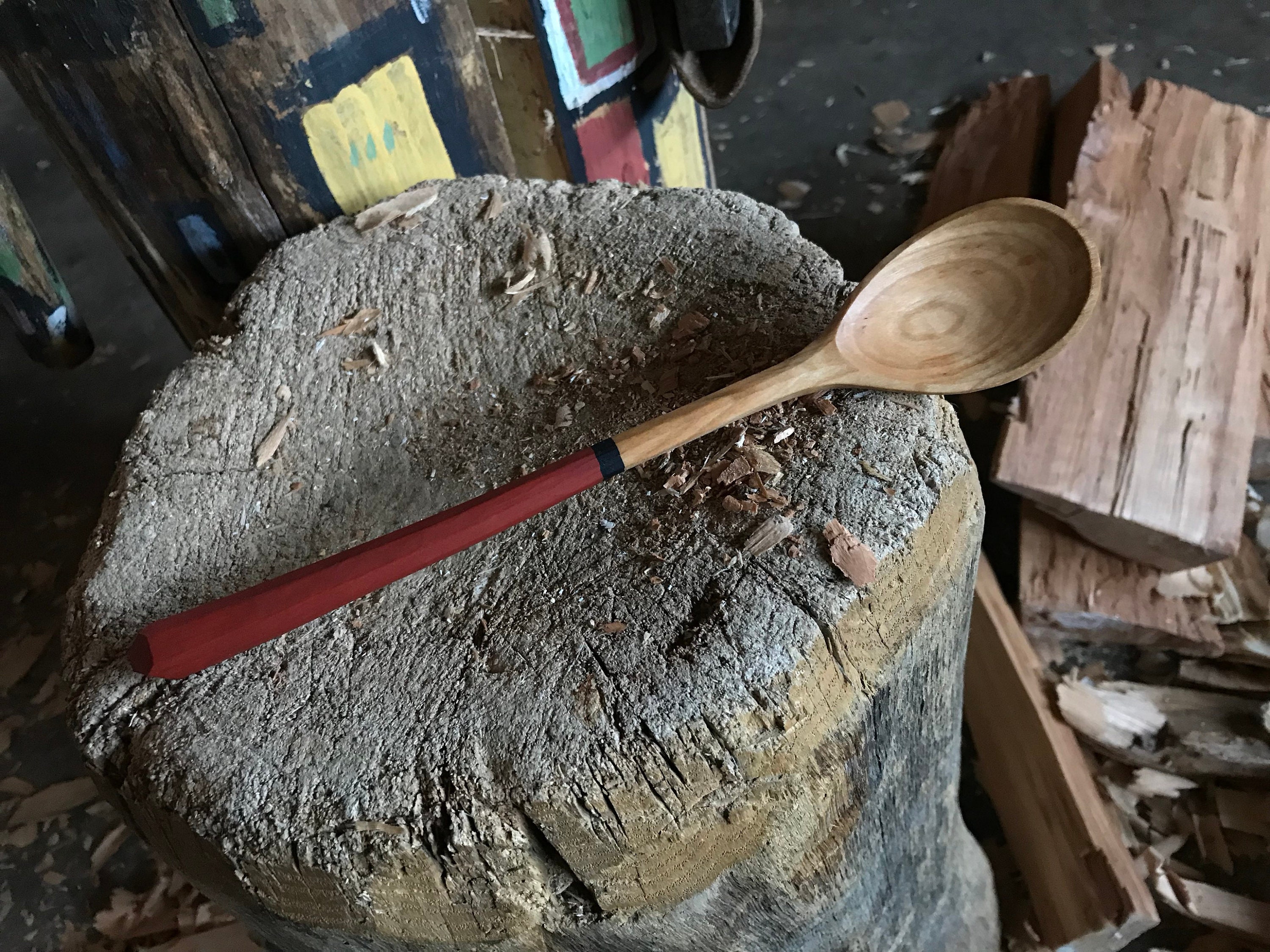 9 wooden spoon, light cooking spoon, eating spoon, all in one bushcraft ...