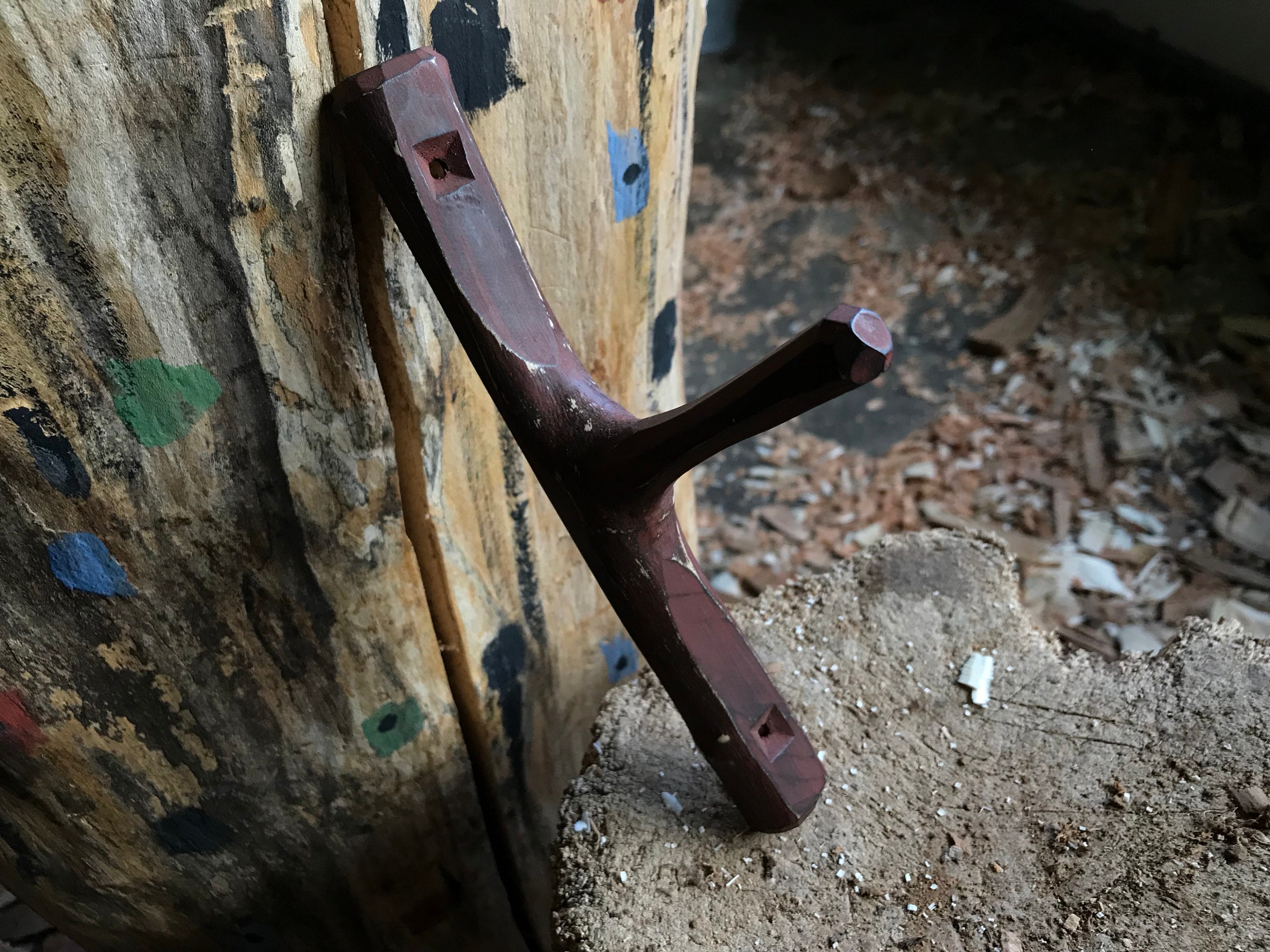 Hand carved primitive coat hook or hat hook