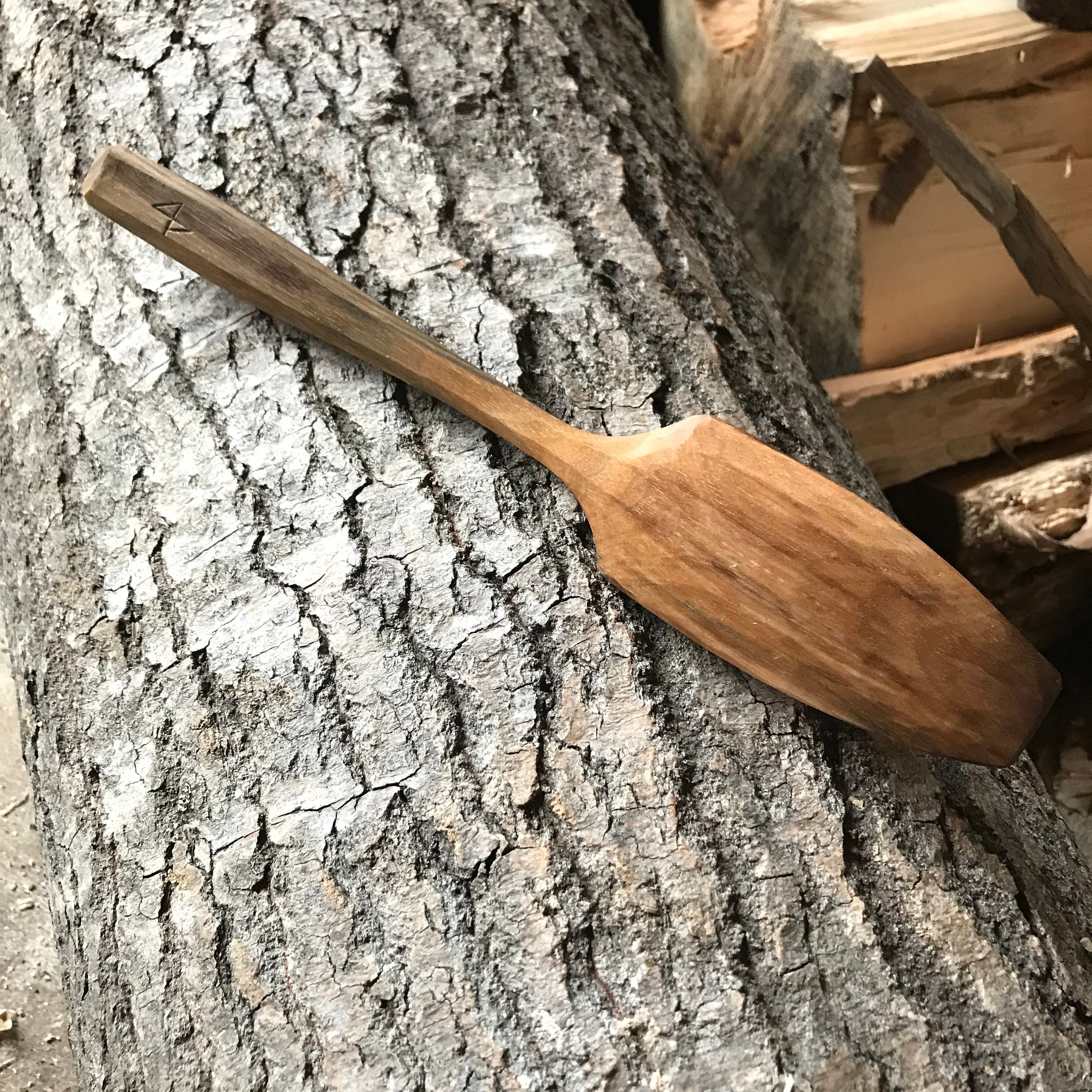 9 wooden spoon, spatula, serving spoon, hand carved by my large apprentice