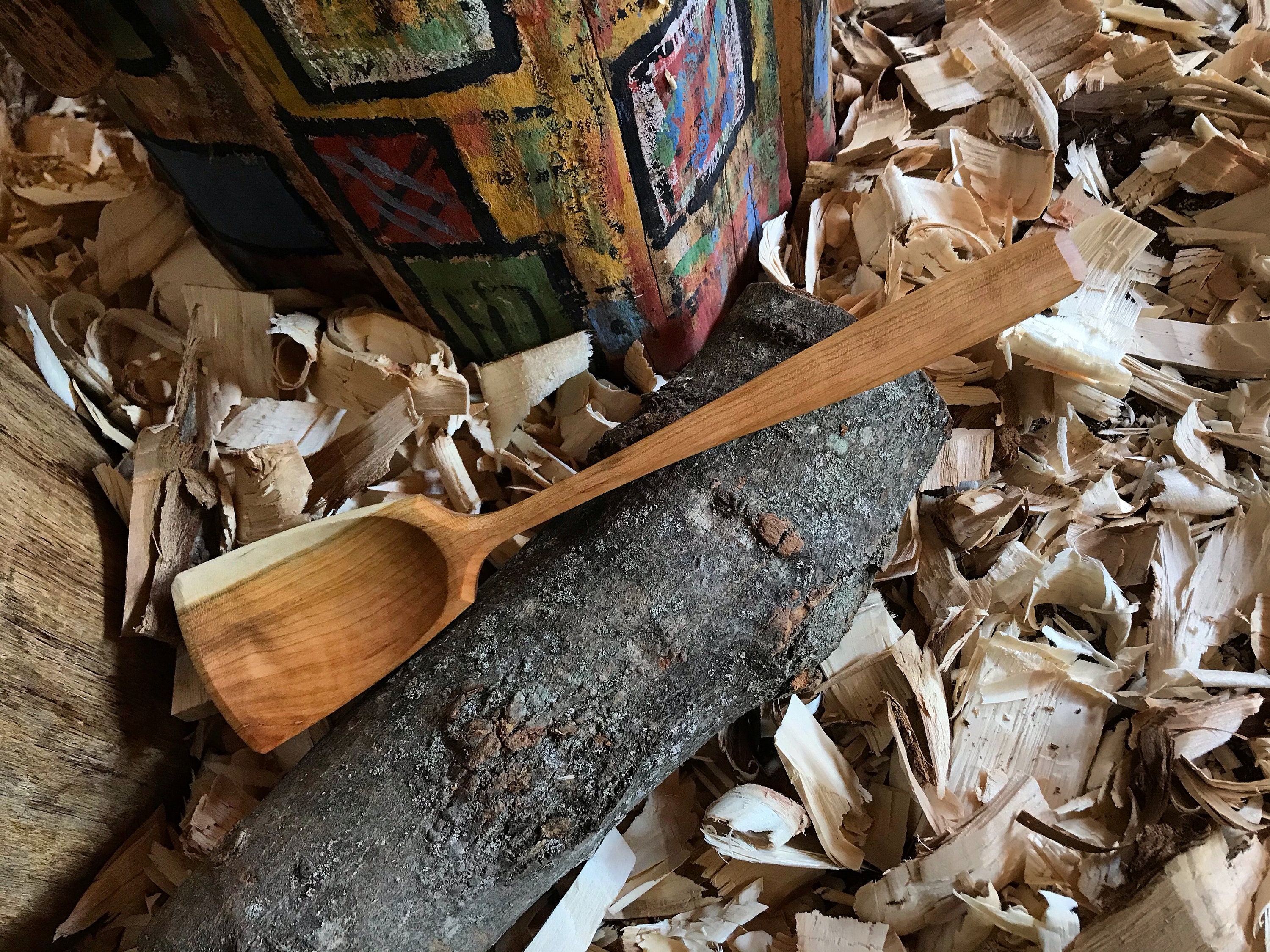 12 wok style spoon, wooden spoon, cooking spoon, serving spoon, made ...