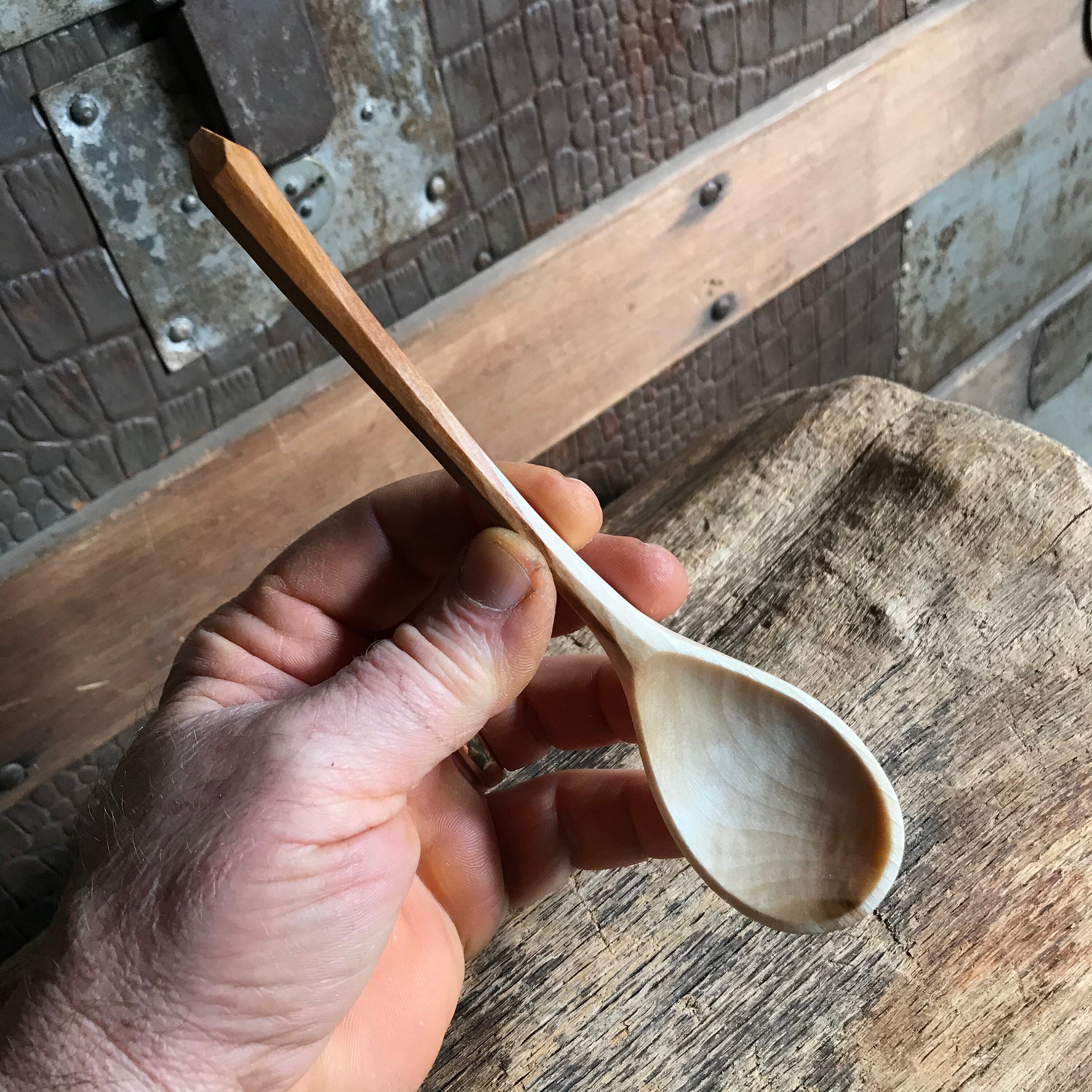 7” eating spoon, table spoon, wooden spoon, serving spoon, hand carved ...