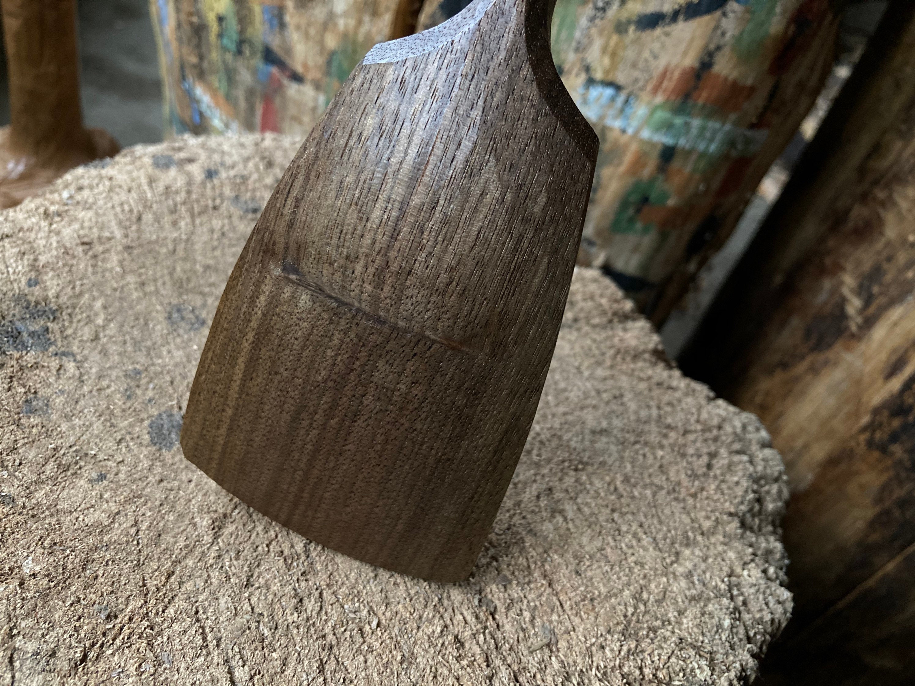 12” wok style spoon, wooden spoon, cooking spoon, serving spoon, made ...