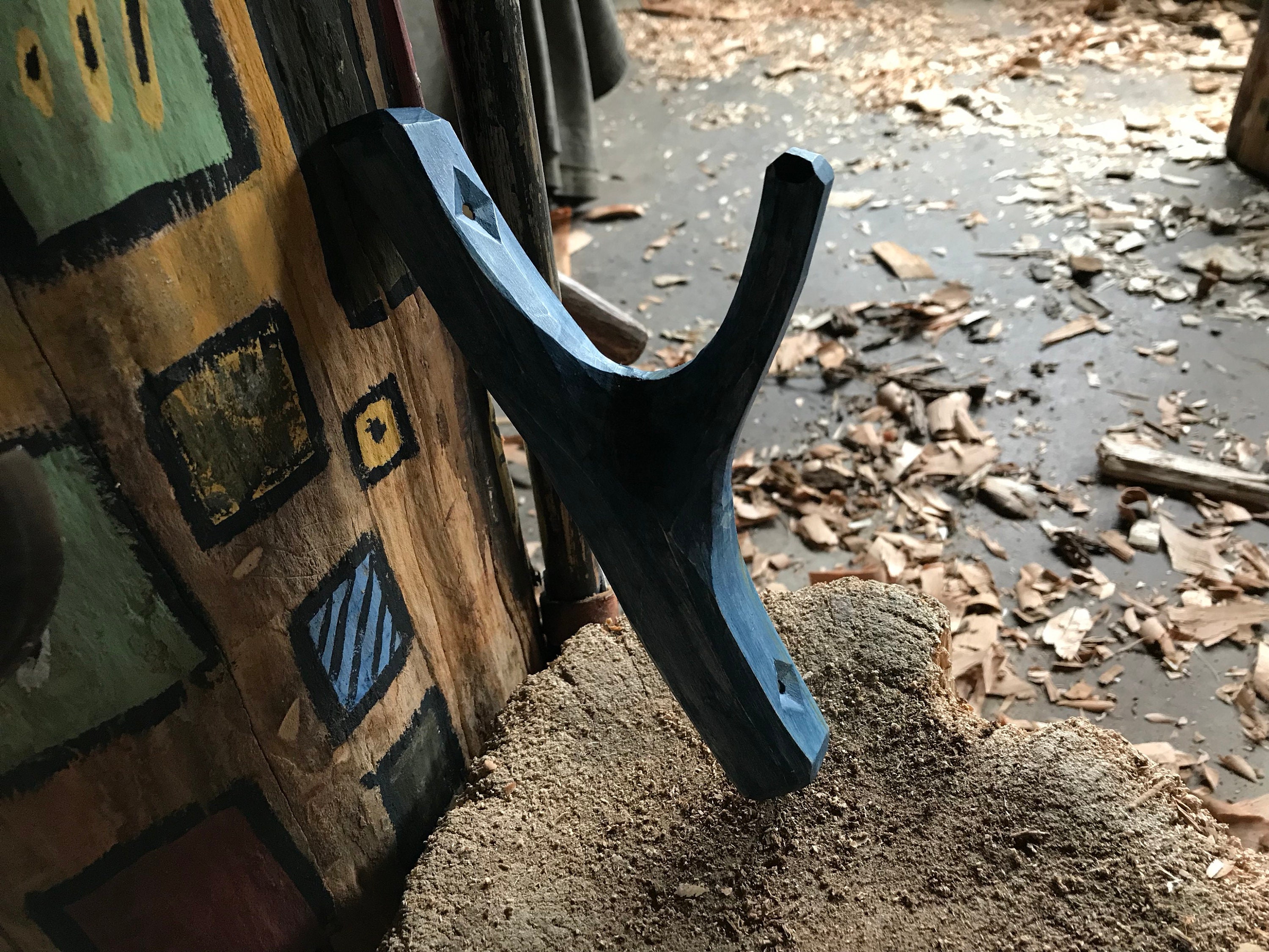 Hand carved primitive coat hook or hat hook