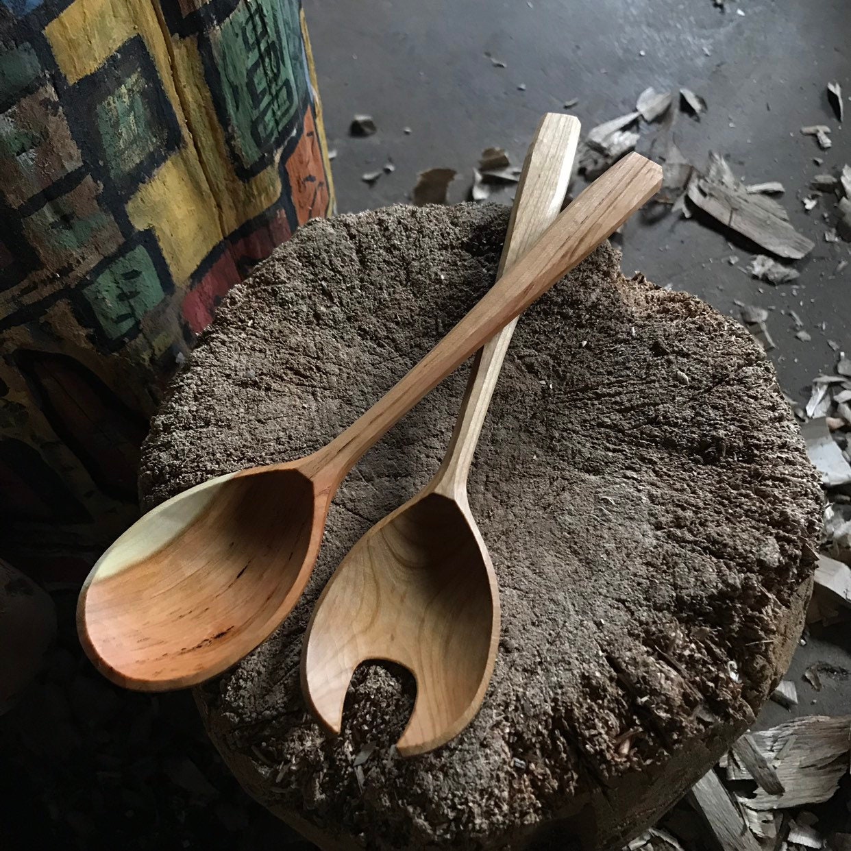 Salad spoons, salad servers, wooden spoons, serving spoons, 10 long ...