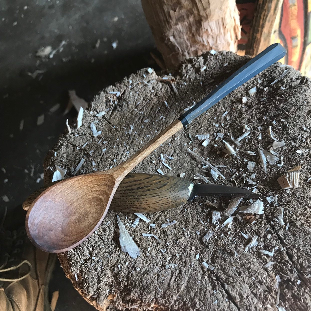 9 wooden spoon, light cooking spoon, eating spoon, all in one bushcraft ...