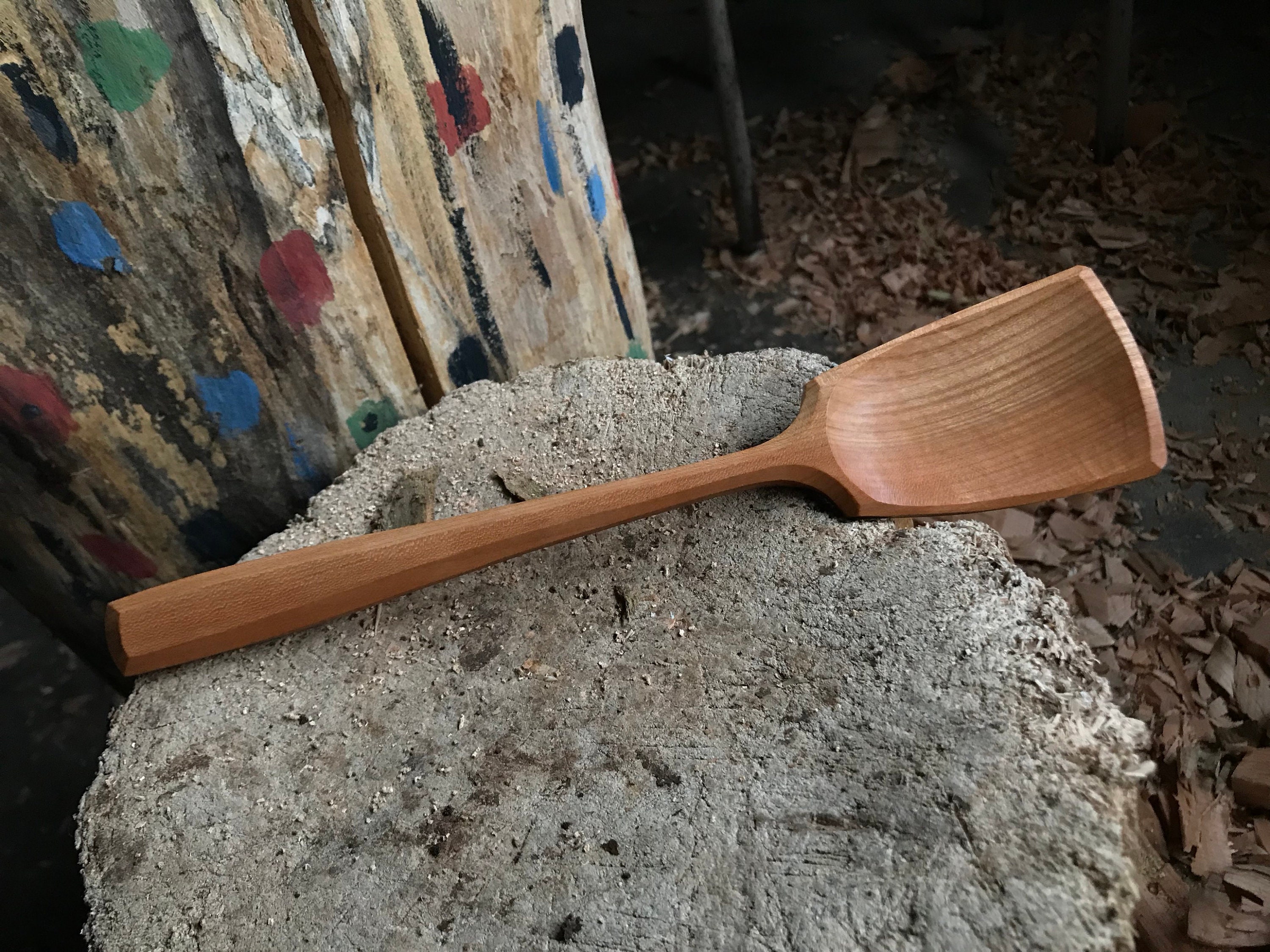11 wok style spoon, wooden spoon, cooking spoon, serving spoon, made ...