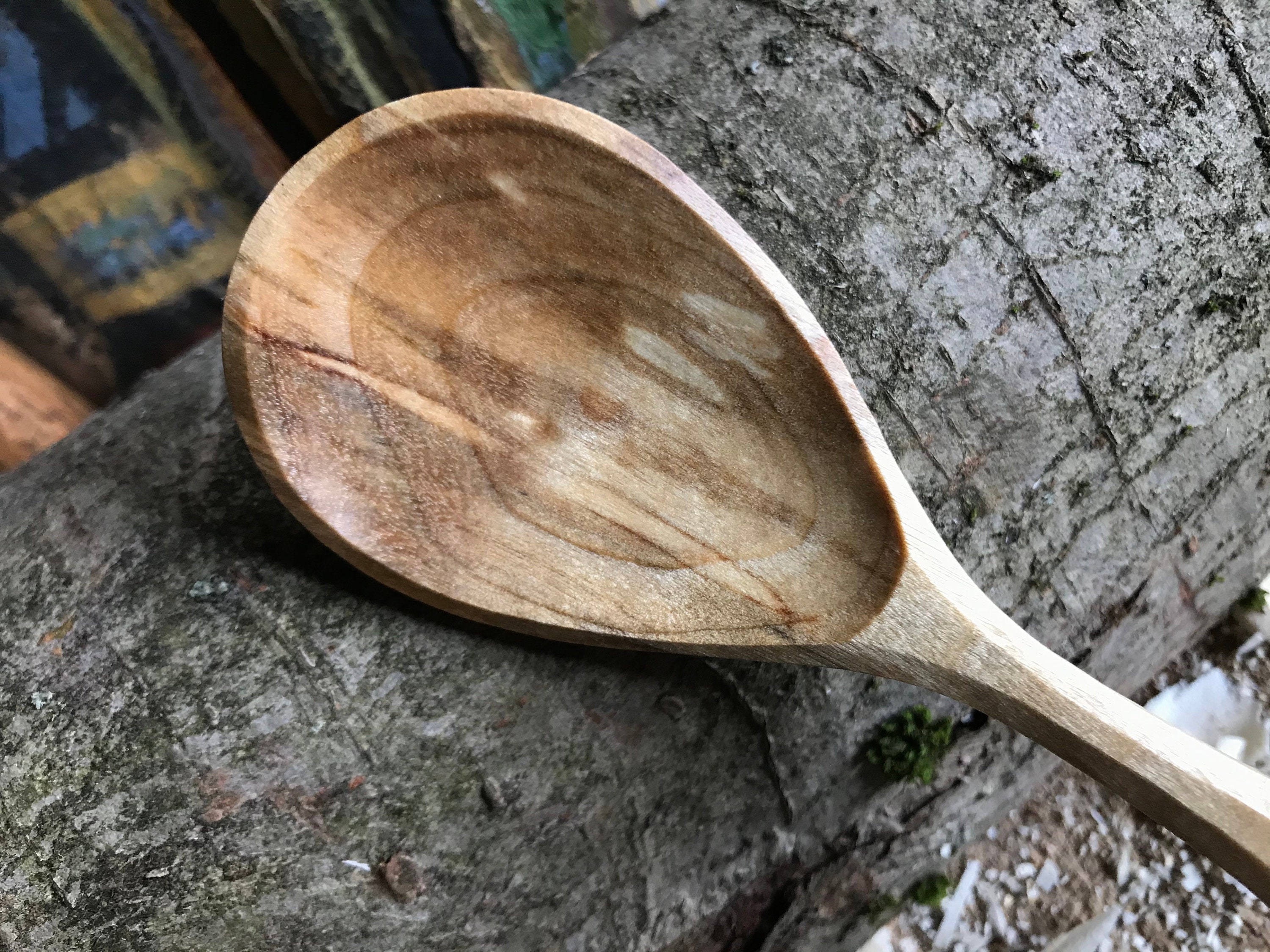 7” eating spoon, table spoon, wooden spoon, serving spoon, hand carved ...