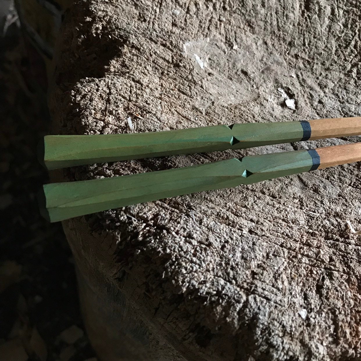 8 hand carved milk painted chopsticks