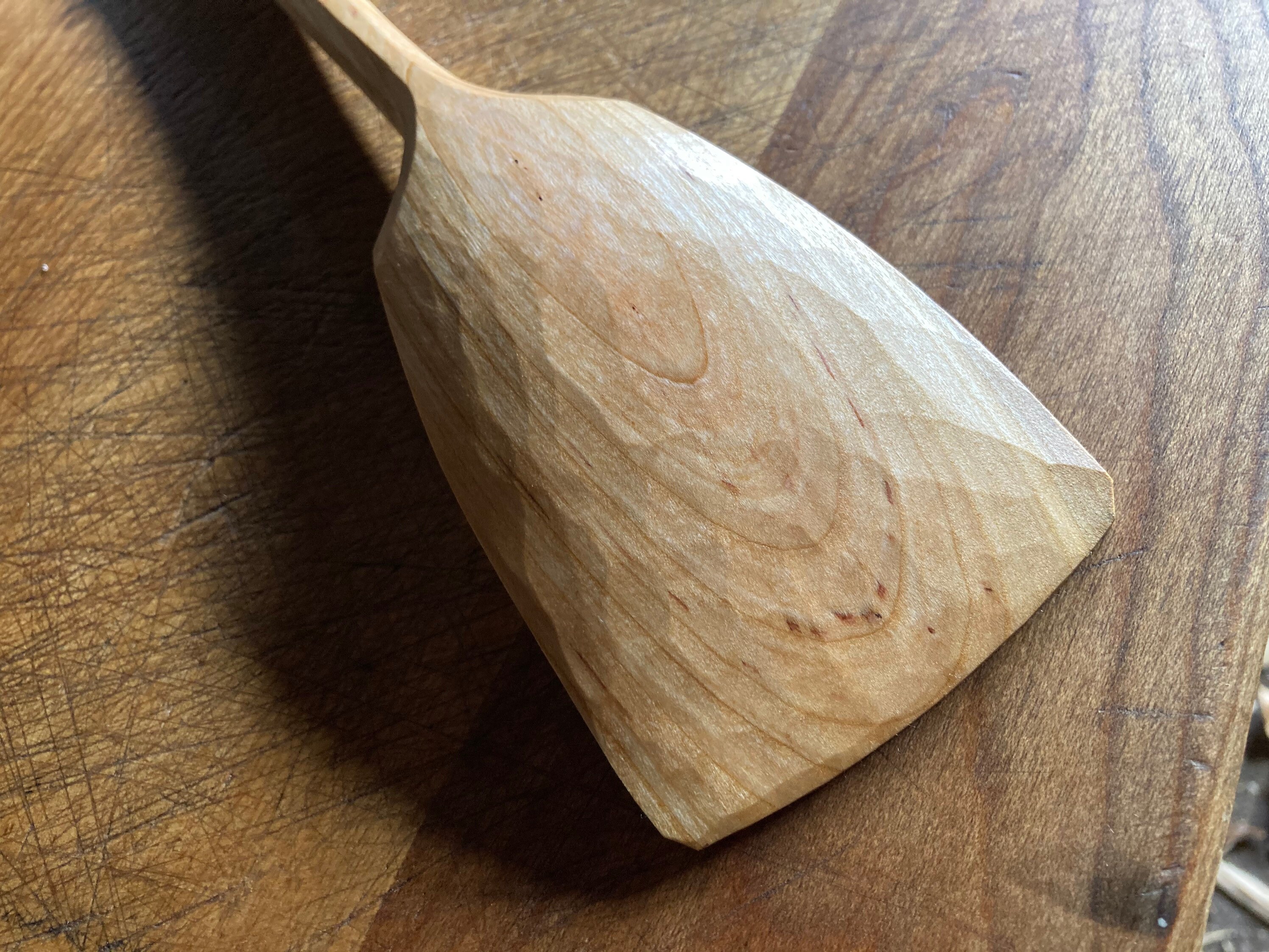 15” wok style spoon, wooden spoon, cooking spoon, serving spoon