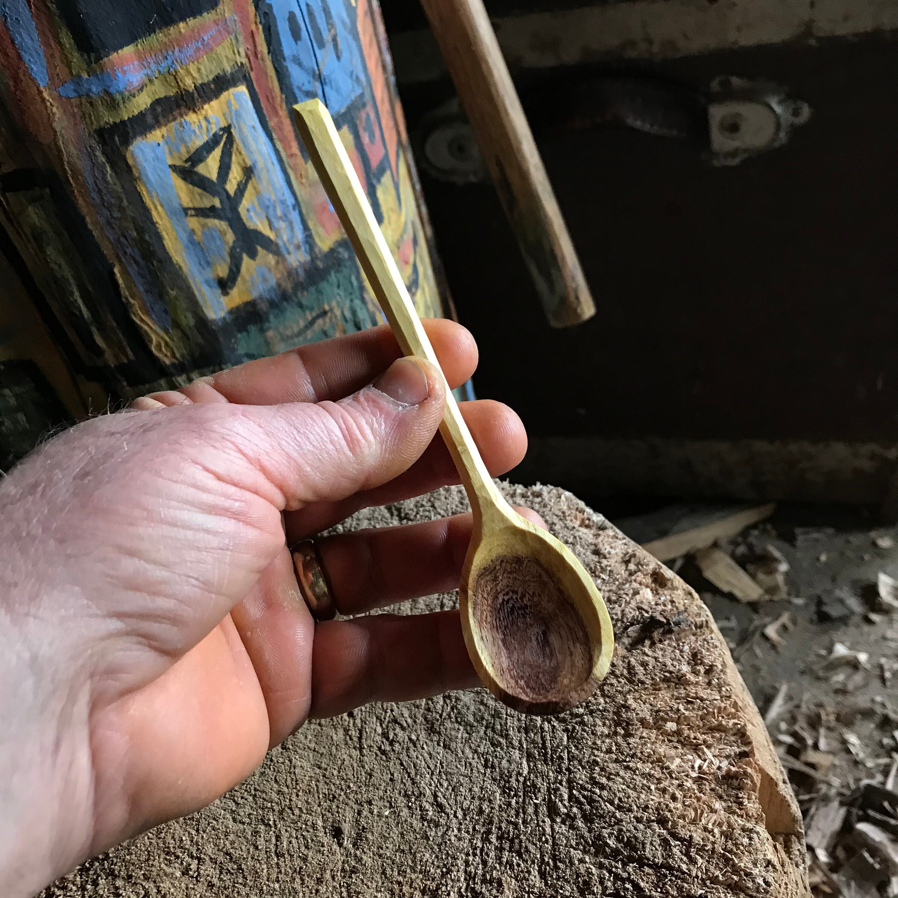 6 eating spoon, table spoon, wooden spoon, serving spoon, carved by the ...