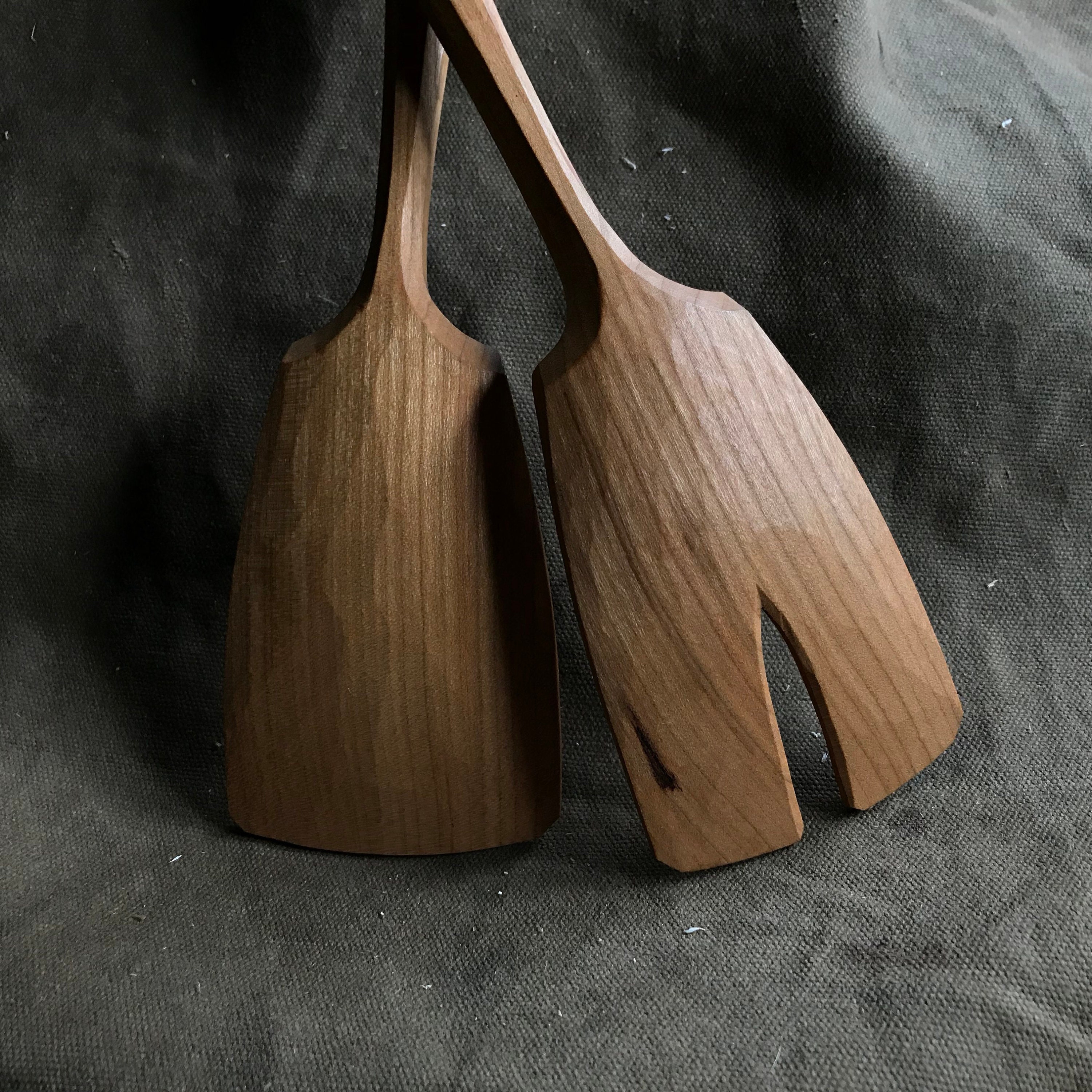 11 salad spoons, serving spoons, hand carved wooden spoons