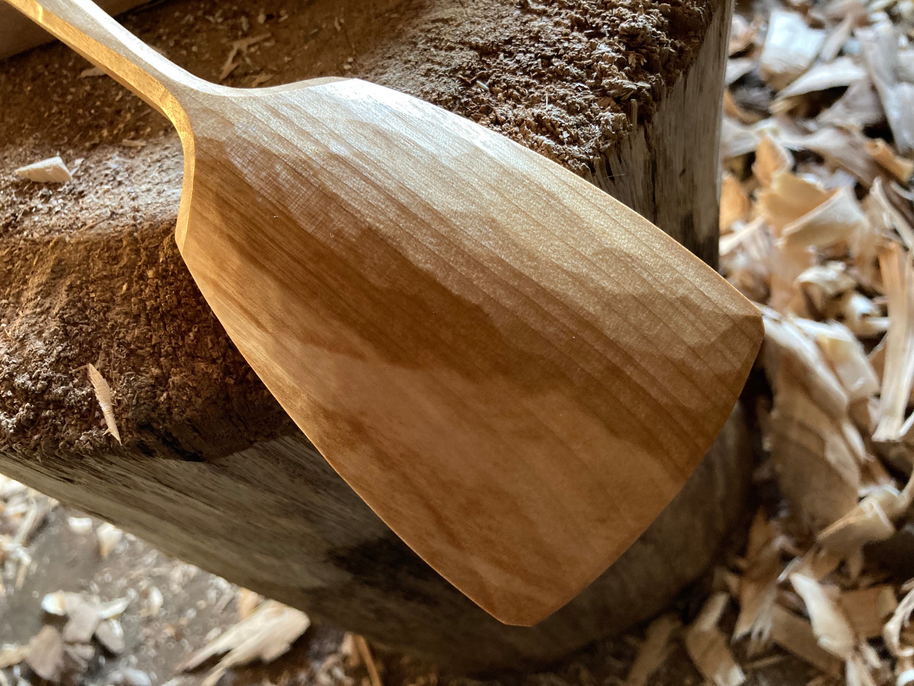 13” wok style spoon, wooden spoon, cooking spoon, serving spoon