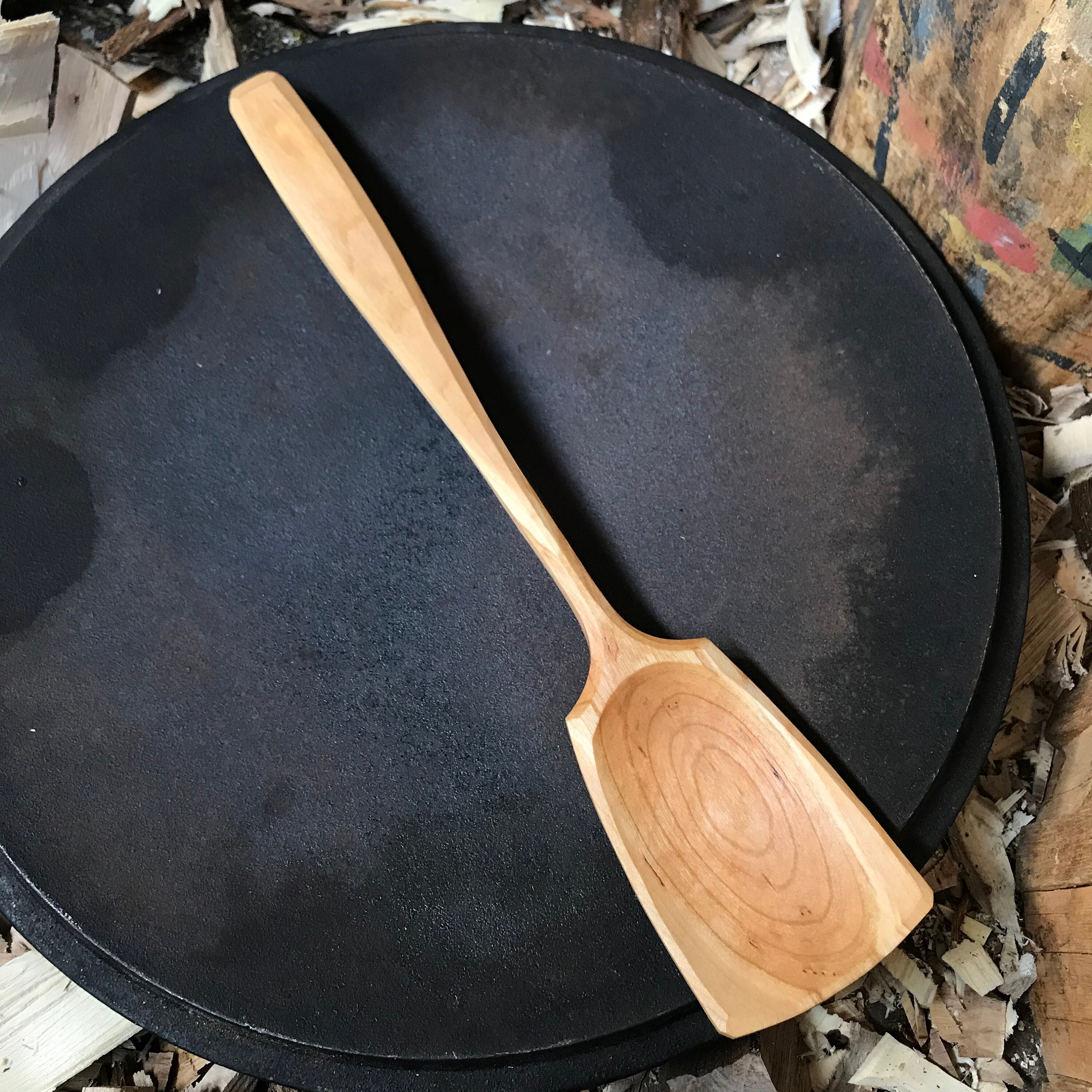 12 wok style spoon, wooden spoon, cooking spoon, serving spoon, made ...