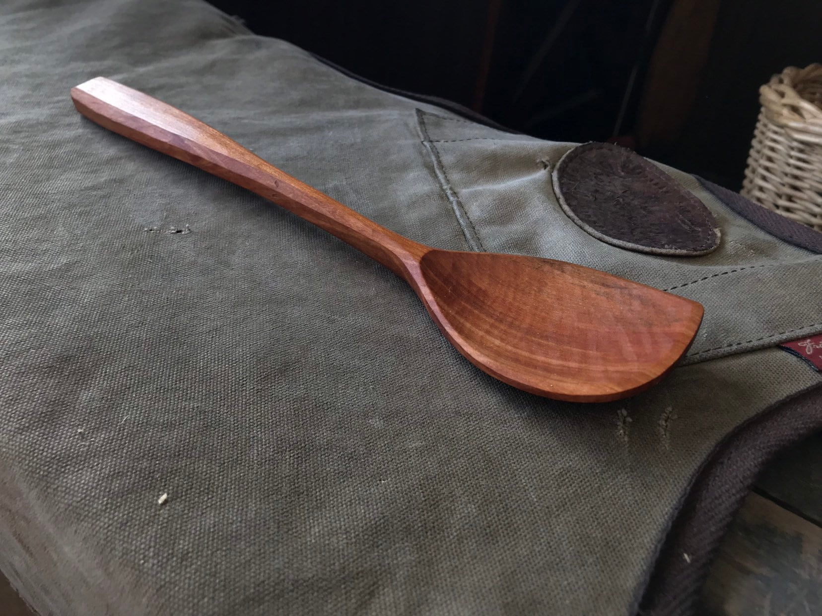 11cooking spoon, serving spoon, left handed, hand carved wooden spoon