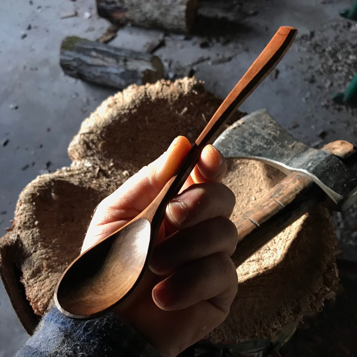 9 wooden spoon, light cooking spoon, eating spoon, all in one bushcraft ...