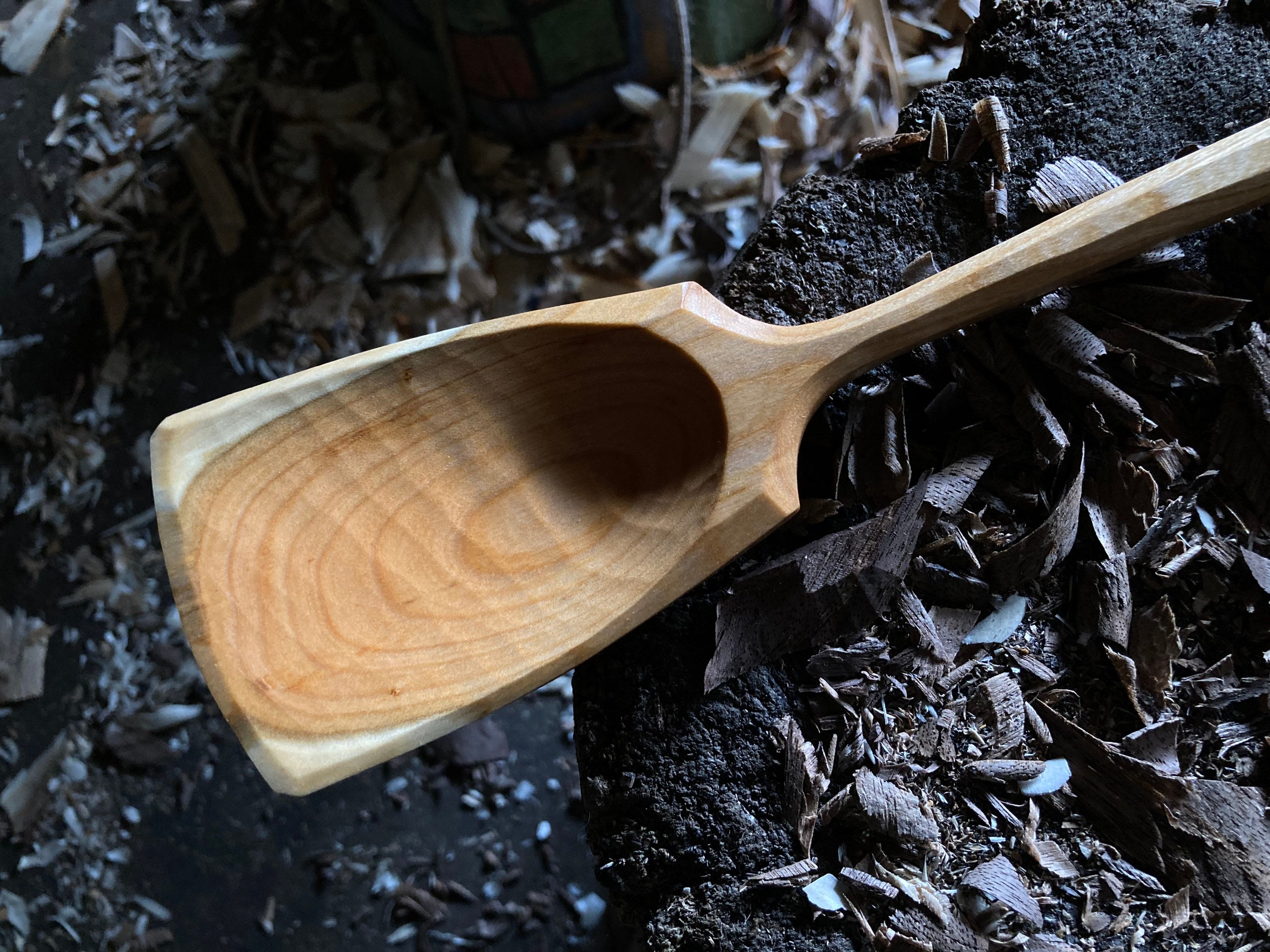 15” wok style spoon, wooden spoon, cooking spoon, serving spoon, made ...