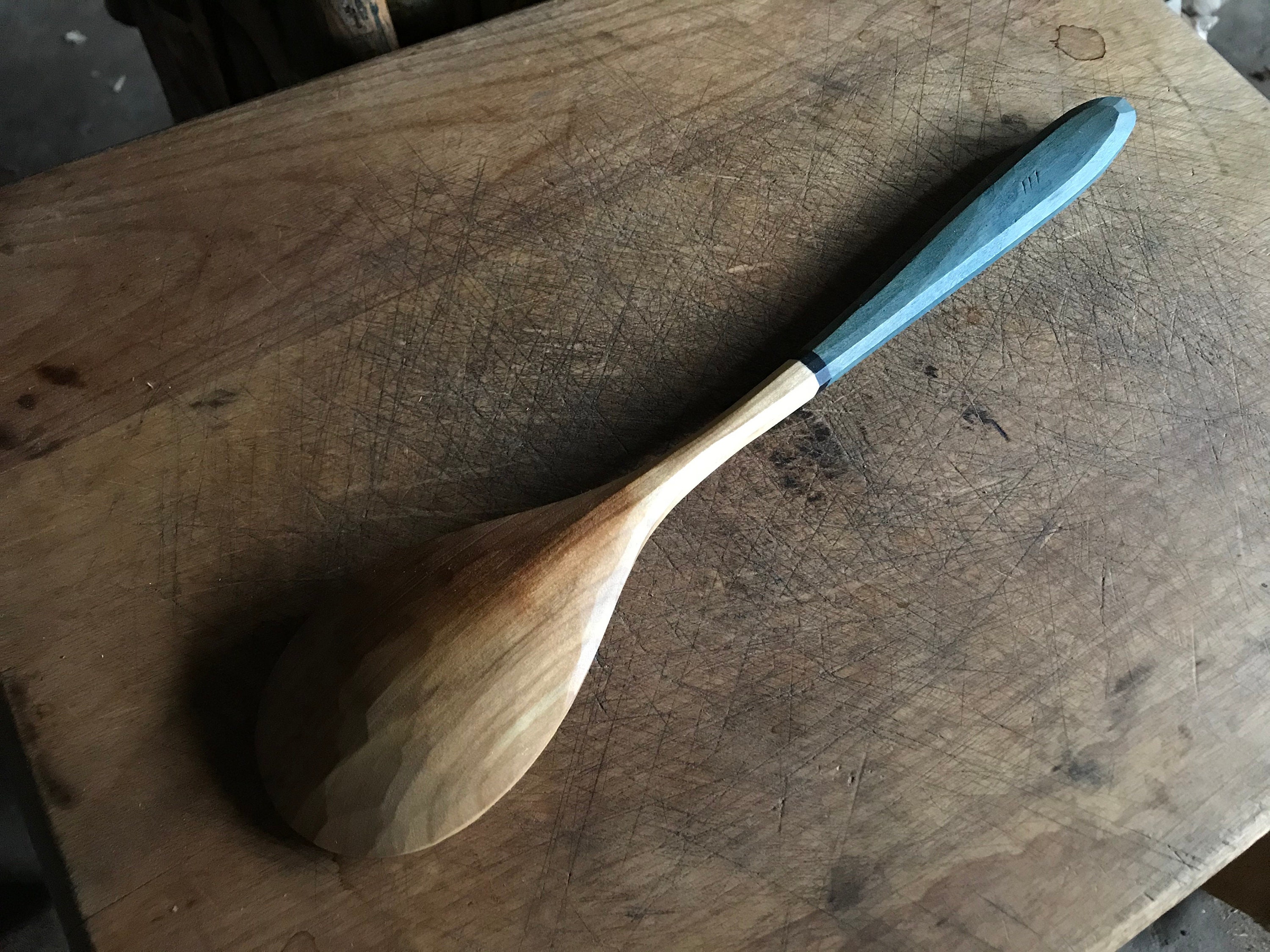 12” milk painted cooking spoon, serving spoon, wooden spoon