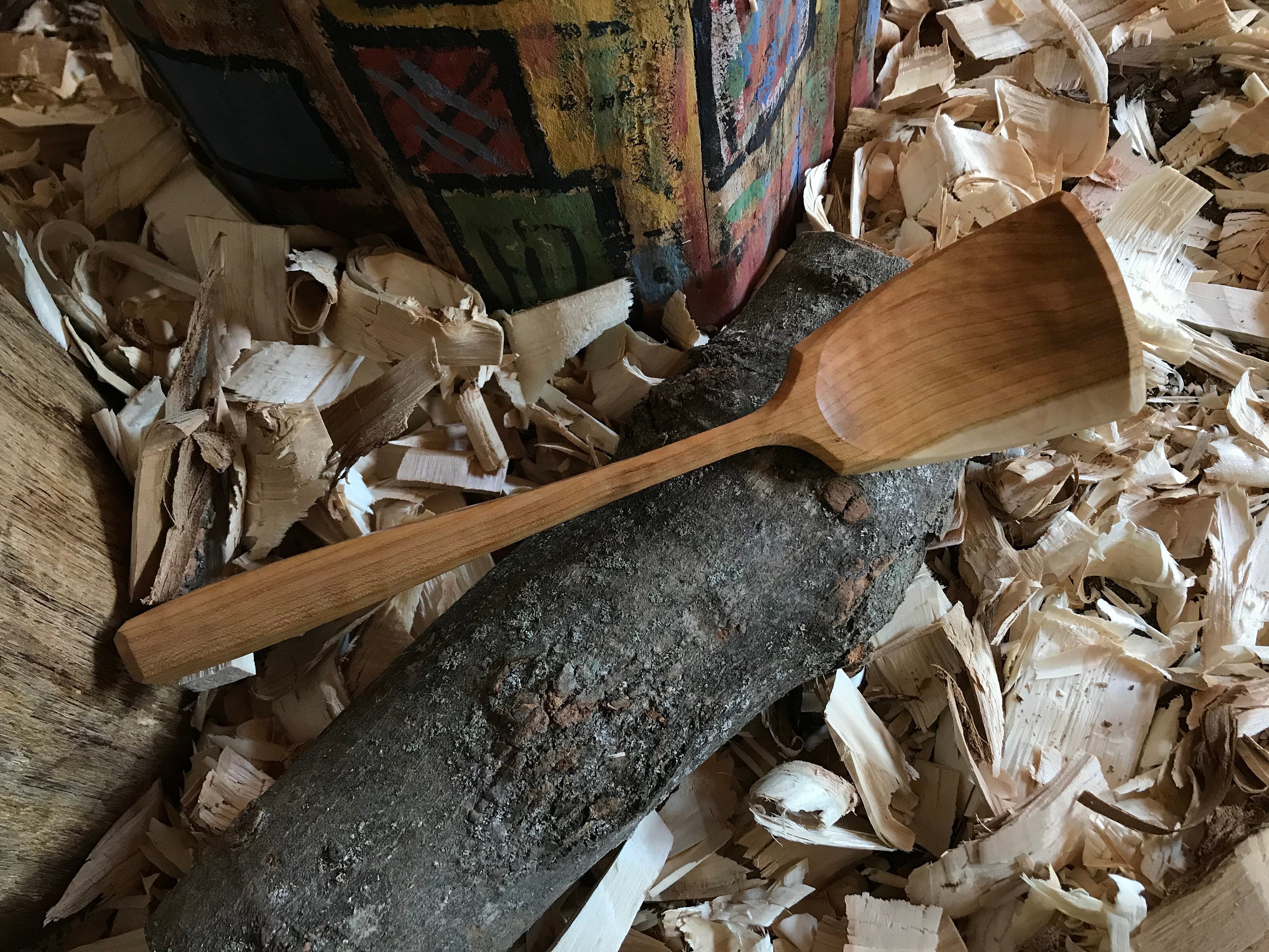 12 wok style spoon, wooden spoon, cooking spoon, serving spoon, made ...