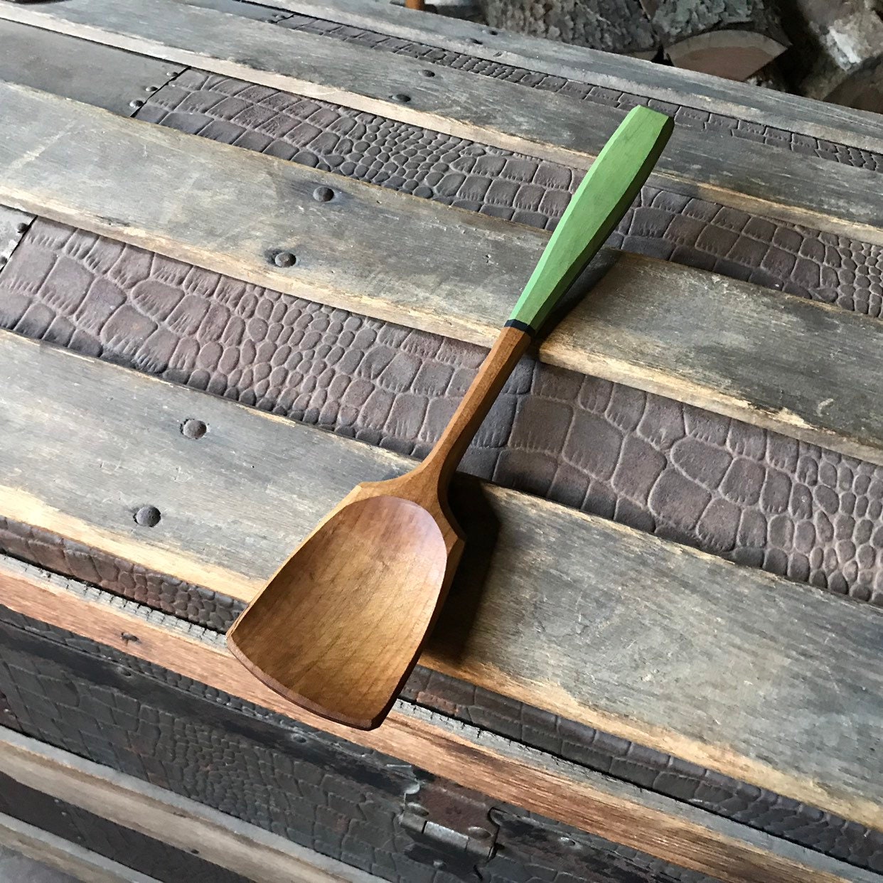 12 wok style spoon, wooden spoon, cooking spoon, serving spoon, made ...