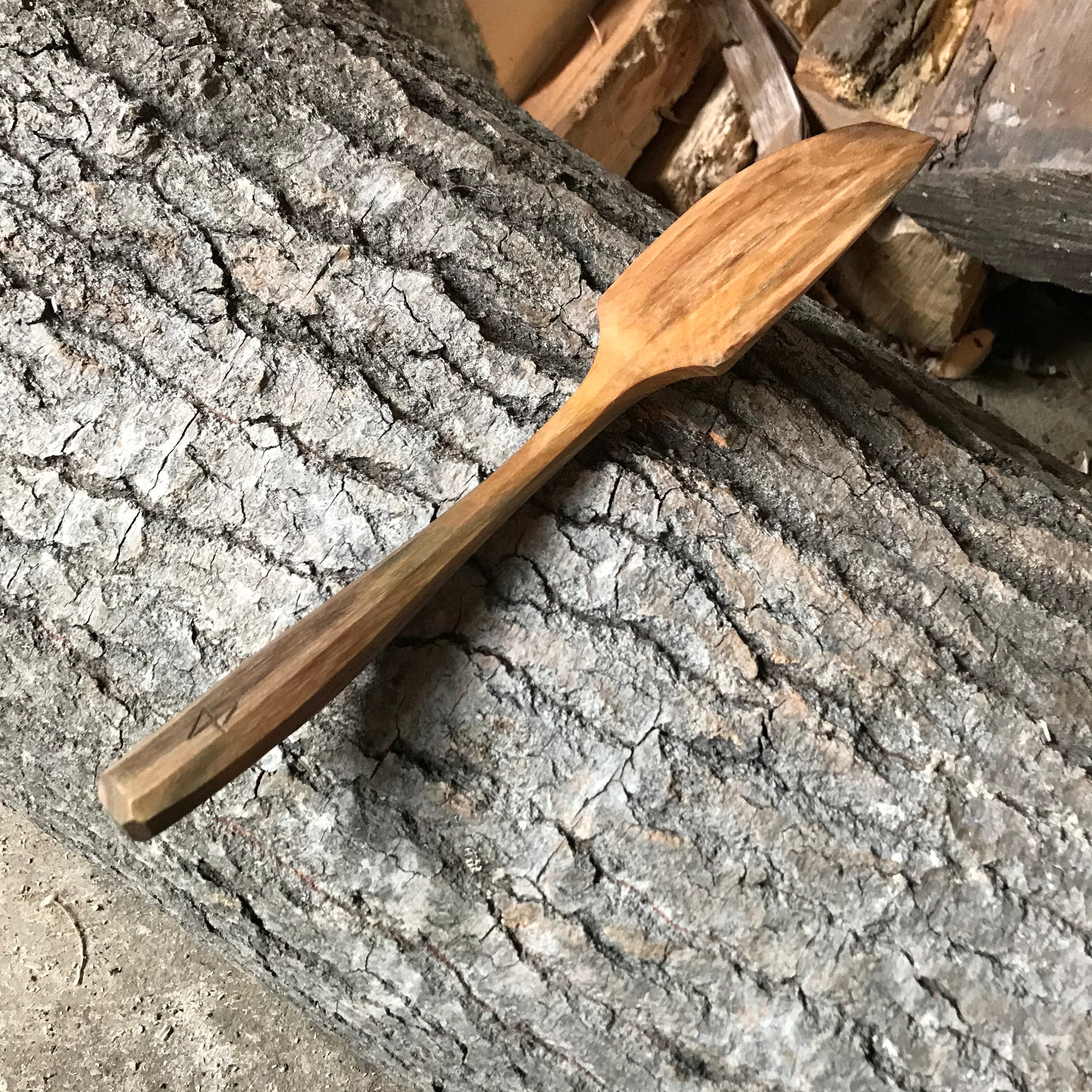 9 wooden spoon, spatula, serving spoon, hand carved by my large apprentice