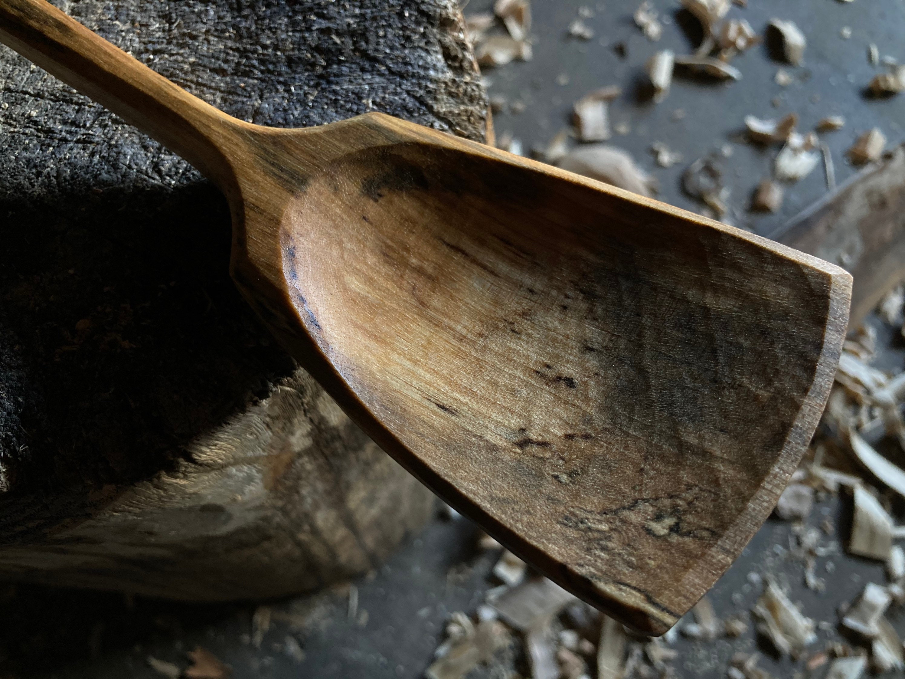 13” wok style spoon, wooden spoon, cooking spoon, serving spoon, made ...