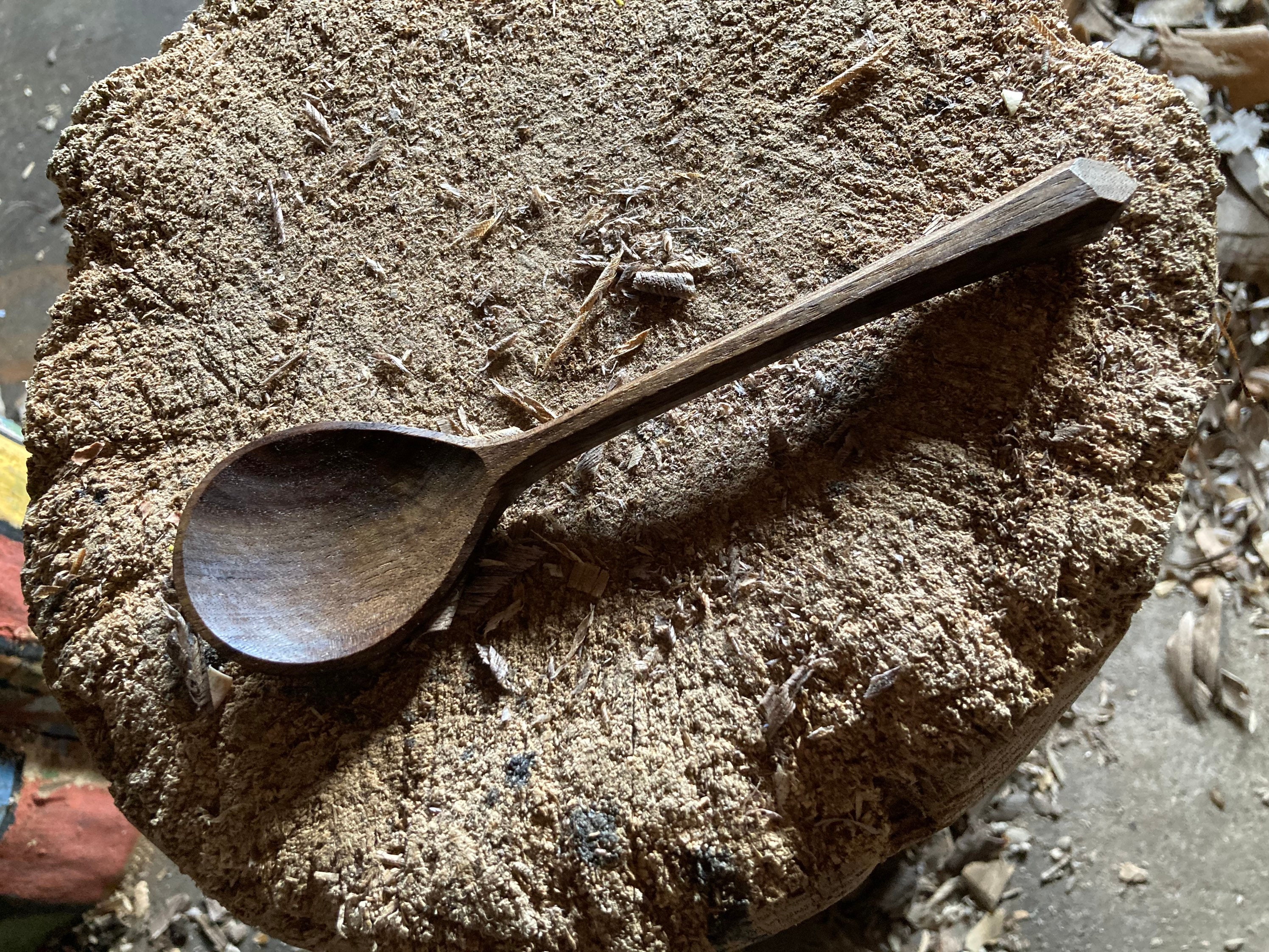 6” eating spoon, table spoon, wooden spoon, serving spoon, hand carved ...