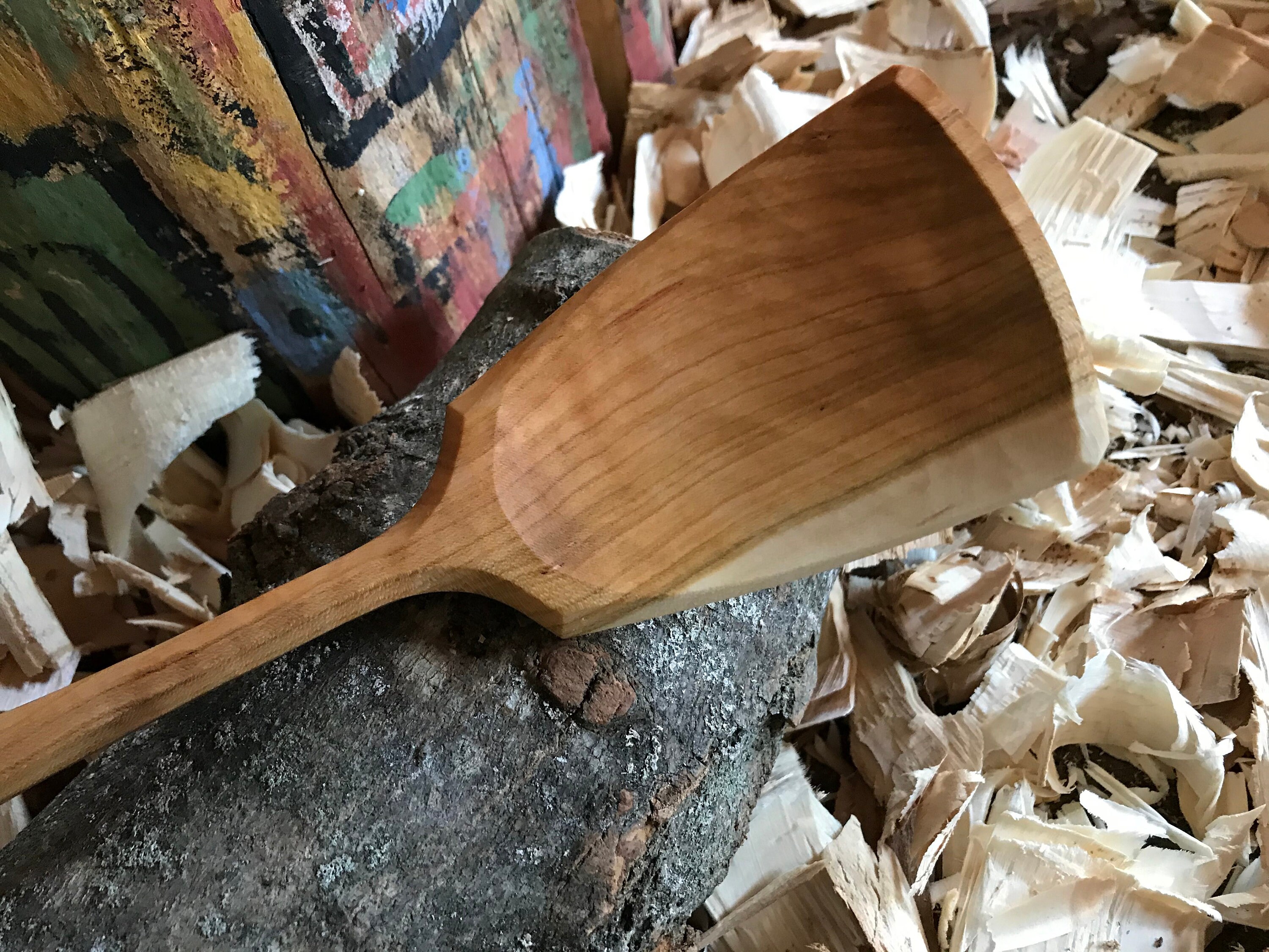 12 wok style spoon, wooden spoon, cooking spoon, serving spoon, made ...