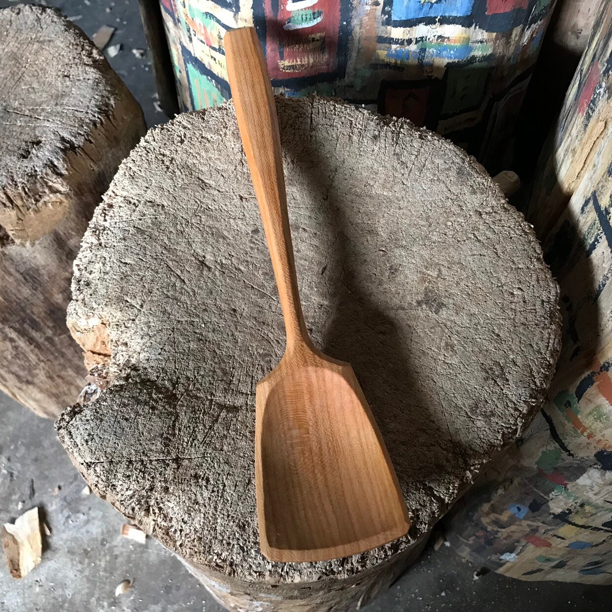 11 wok style spoon, wooden spoon, cooking spoon, serving spoon, made ...