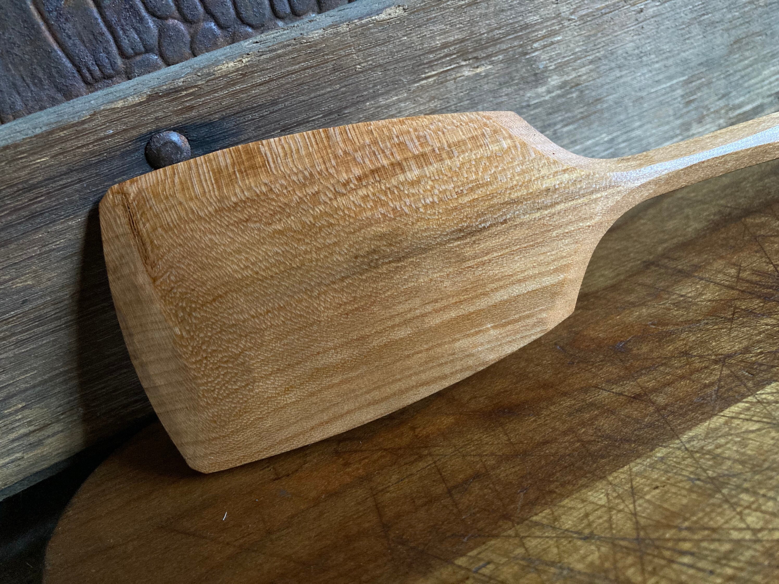 12” wok style spoon, wooden spoon, cooking spoon, serving spoon