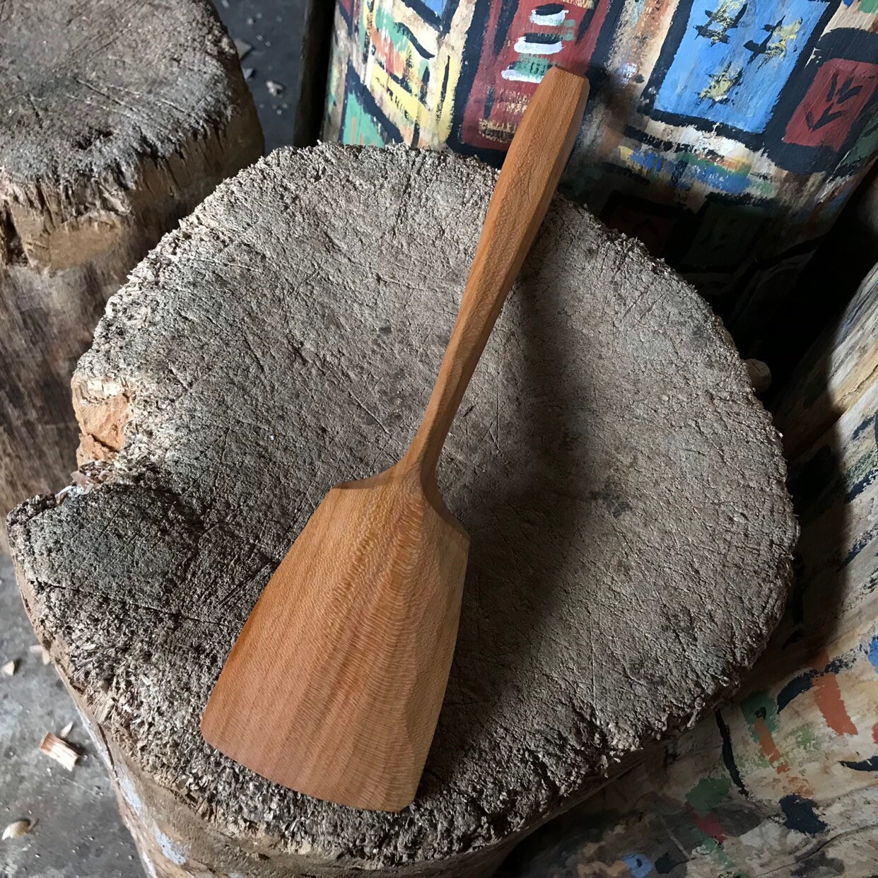 11 wok style spoon, wooden spoon, cooking spoon, serving spoon, made ...