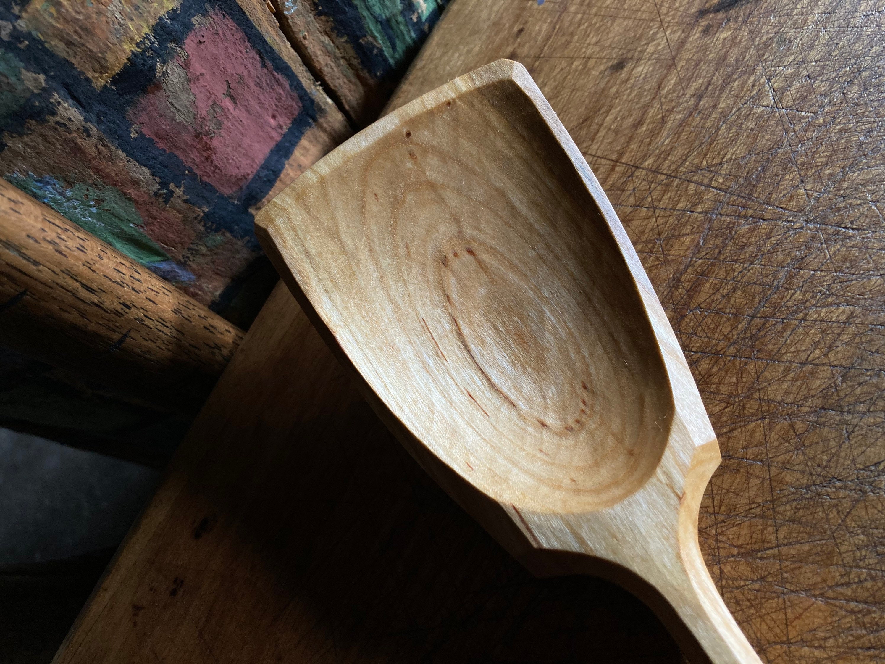 15” wok style spoon, wooden spoon, cooking spoon, serving spoon