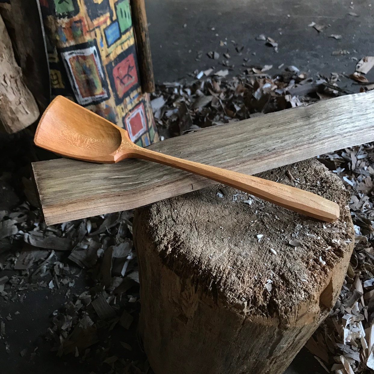 12 wok style spoon, wooden spoon, cooking spoon, serving spoon, made ...