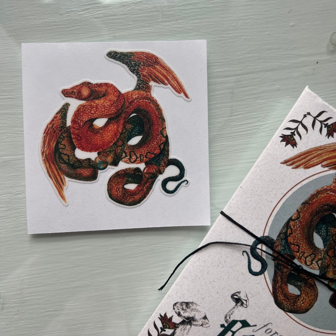 Winged Serpent Sticker: Watercolor Snake Decal (4x4”) - Etsy
