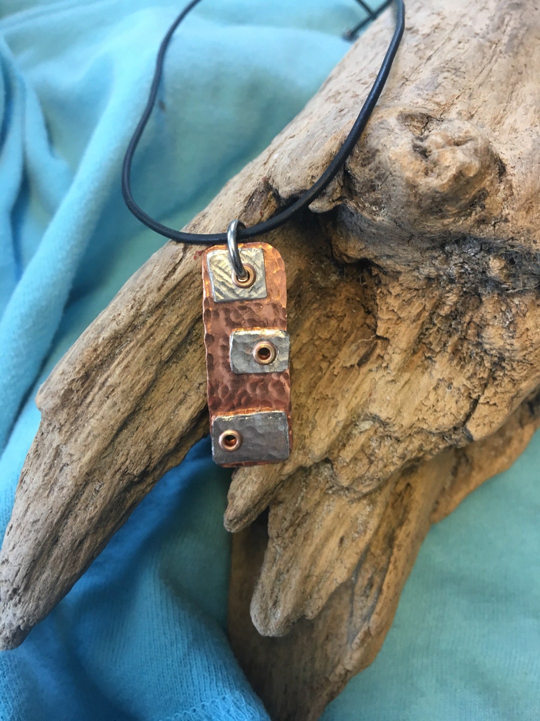 Copper and Pewter Necklace - Etsy