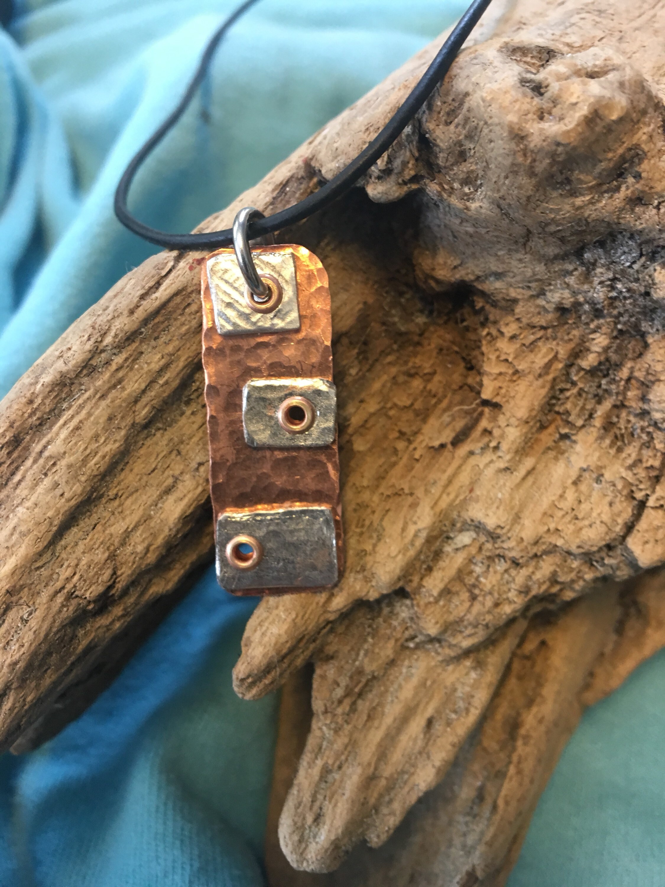 Copper and Pewter Necklace - Etsy
