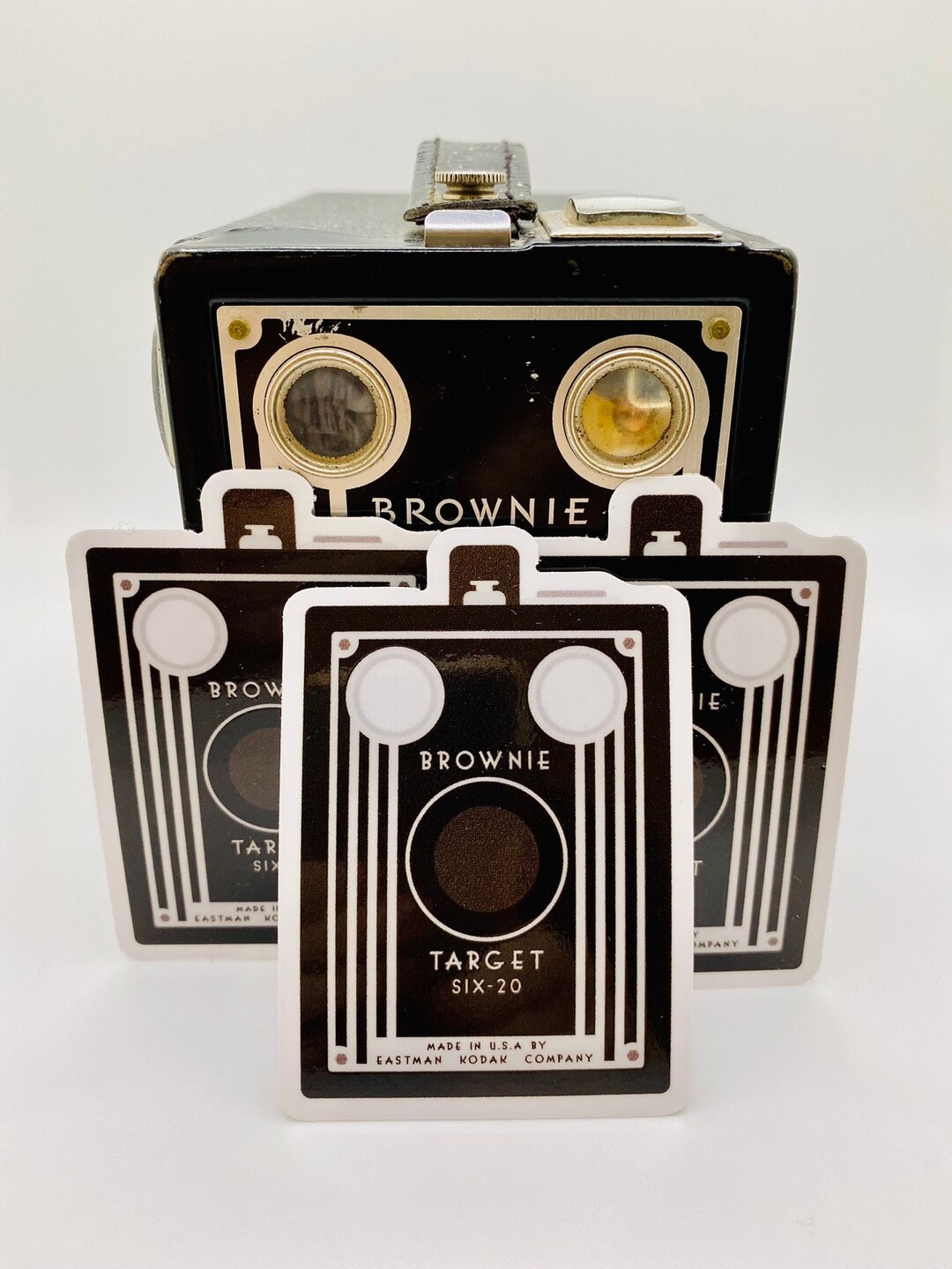 Kodak Target Six-20 Brownie Art Deco Box Camera; Die-cut; Vinyl Sticker ...