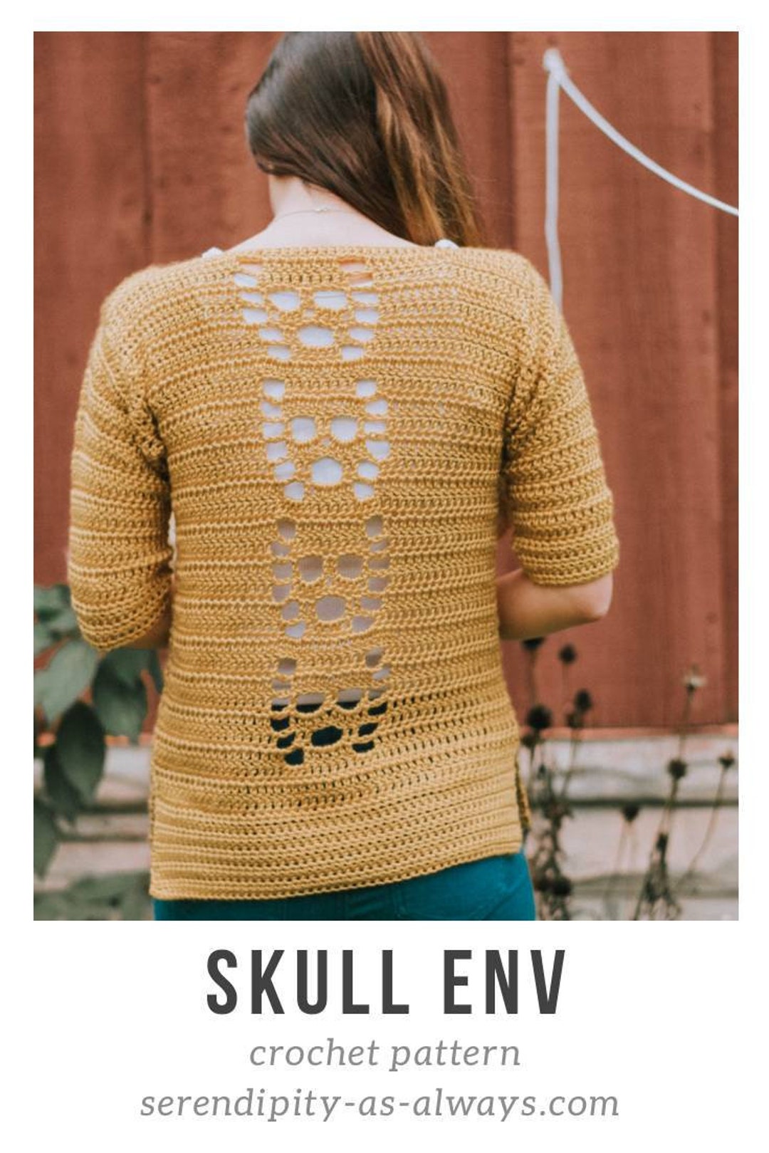 Crochet PATTERN Skull Env Sweater | Women's V Neck Sweater Crochet ...